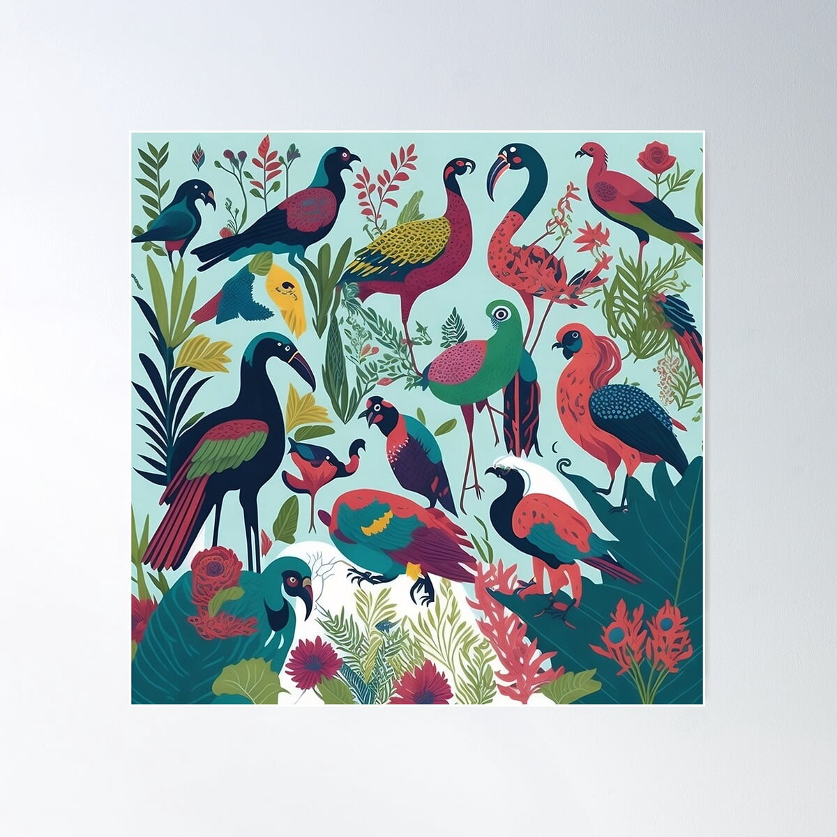 Feathered Friends: Birds Clipart Poster Wall Art, Modern Wall Decor For ...