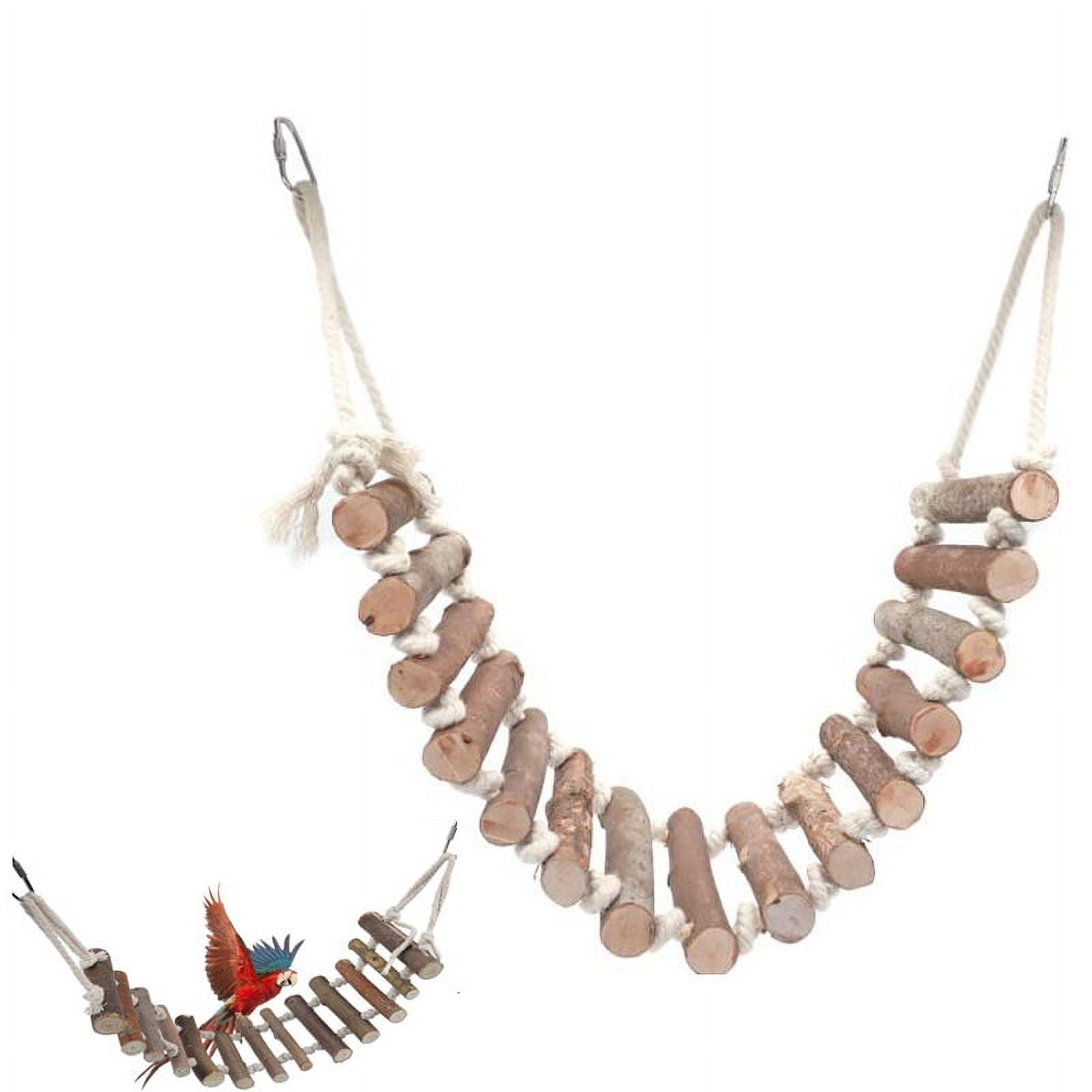 Feathered Fun, Wooden Bird Hanging Ladder With Safe Bells, Interactive ...