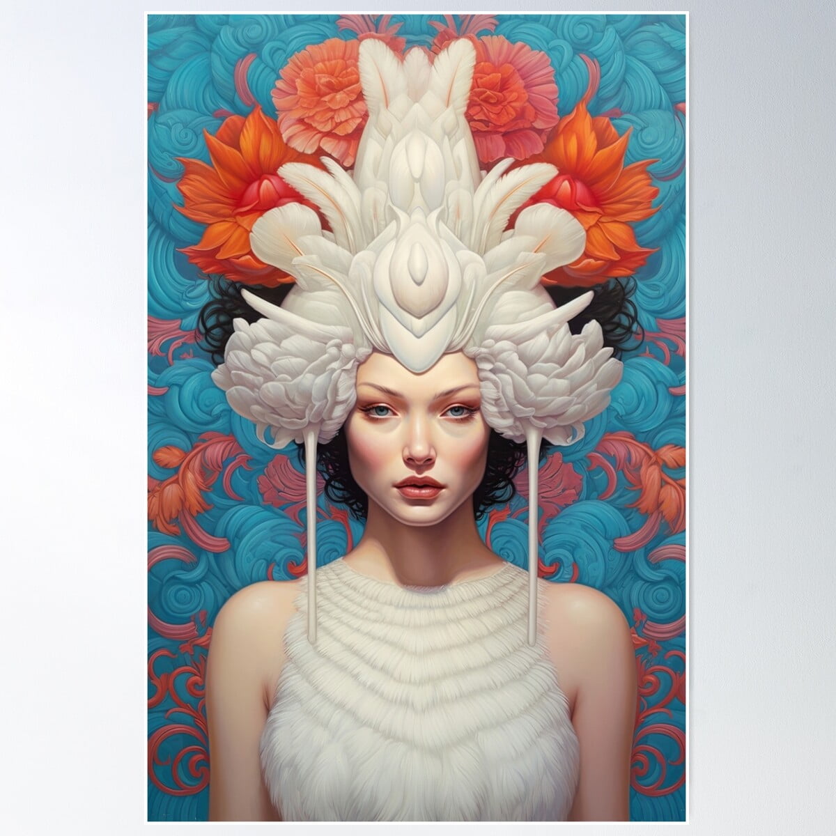 Feathered Goddess Poster Wall Art, Modern Wall Decor For Living Room ...