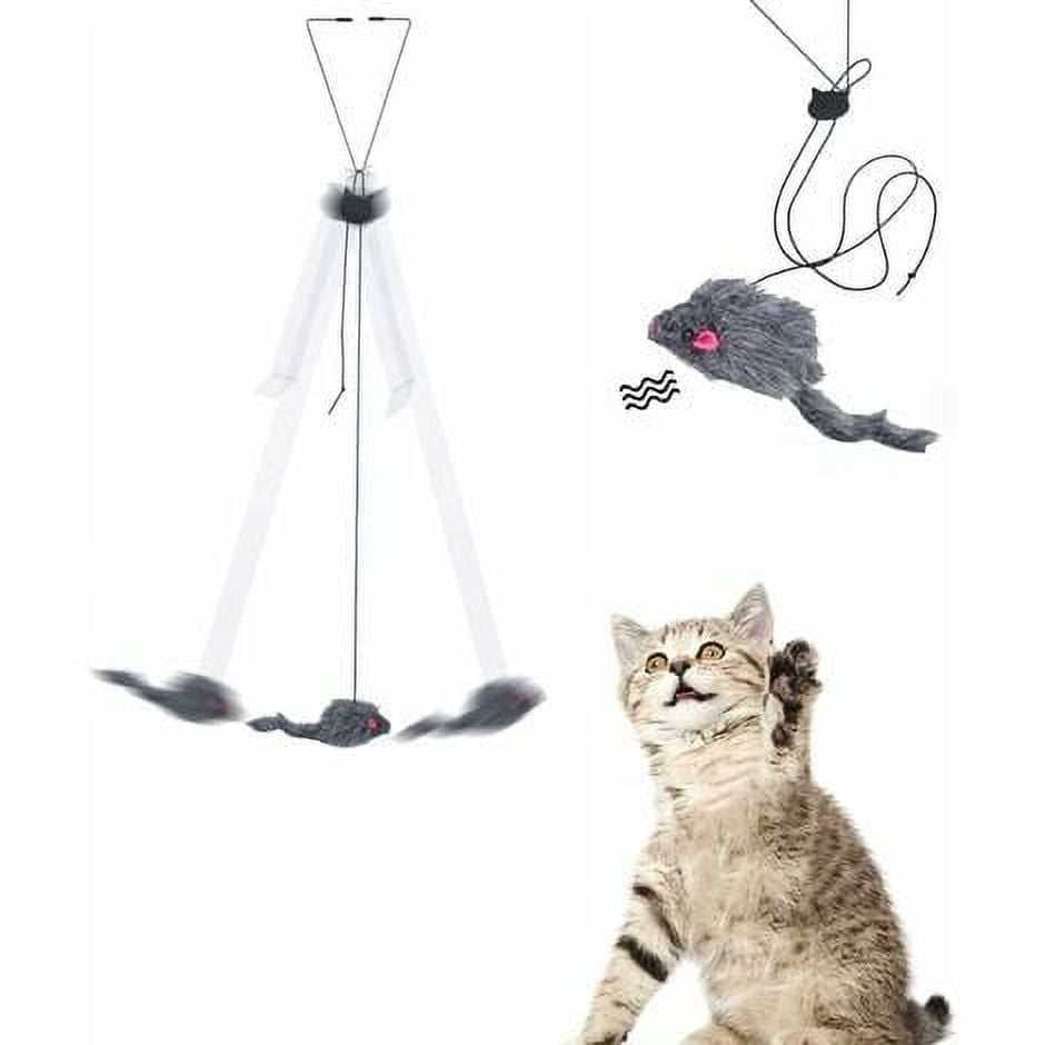 Feathered Toy for Cats Hang on the Door Interactive Retractable Cat ...