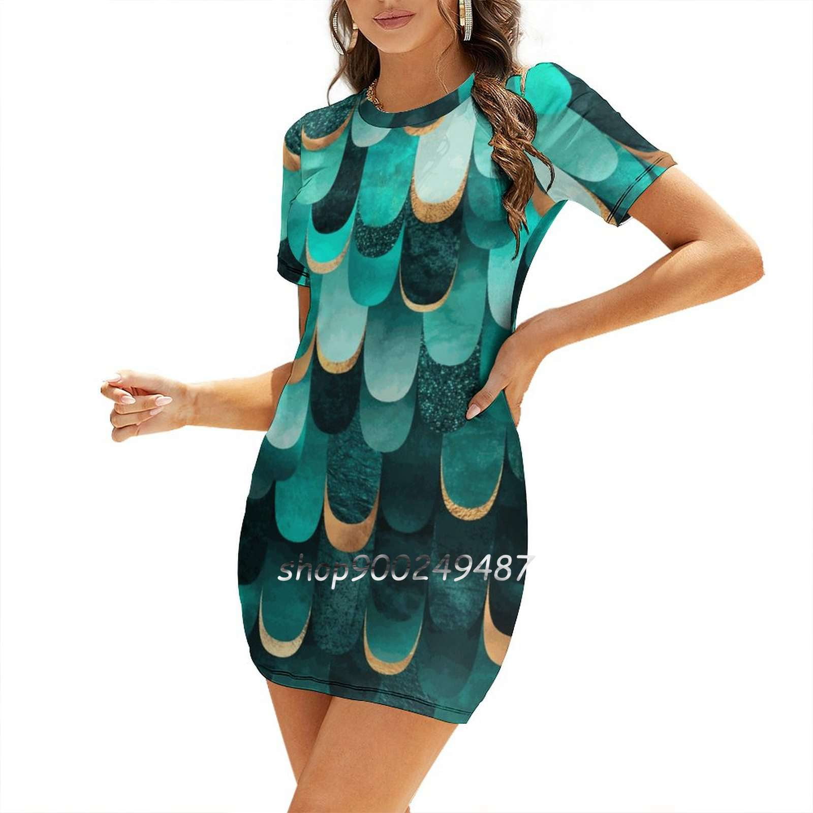 Feathered-Turquoise Sweetheart Knot Flared Dress Fashion Design Large ...