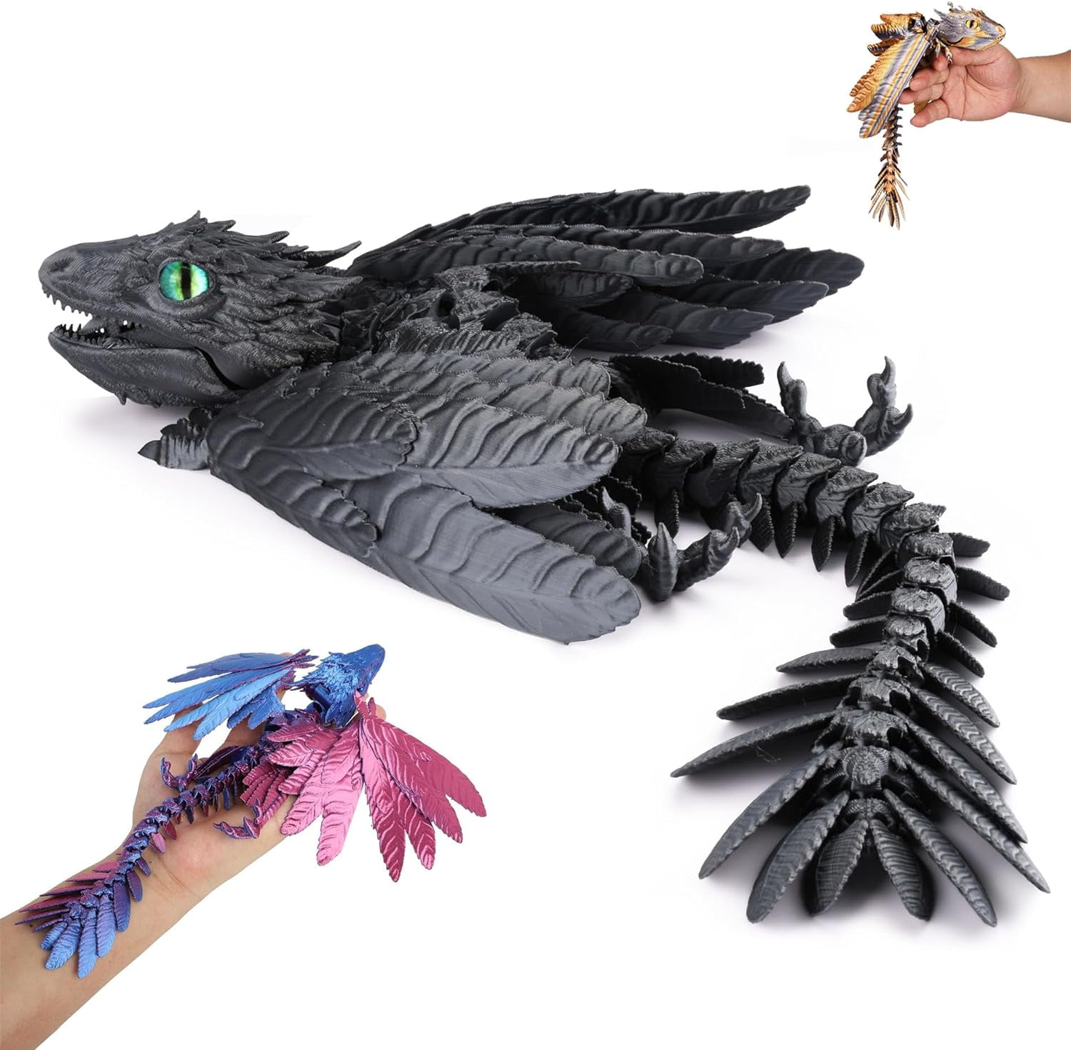 ADHD Fidget Toy 15-Inch Articulated Dragon Fidget Toy - 3D Printed ...
