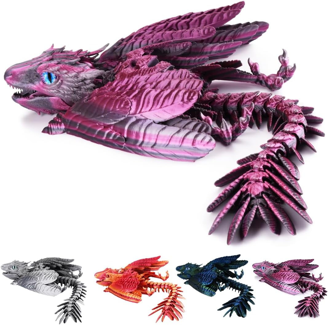 Feathered Wyvern Dragon, 3D Printed Dragon, Articulated Dragon Fidget ...