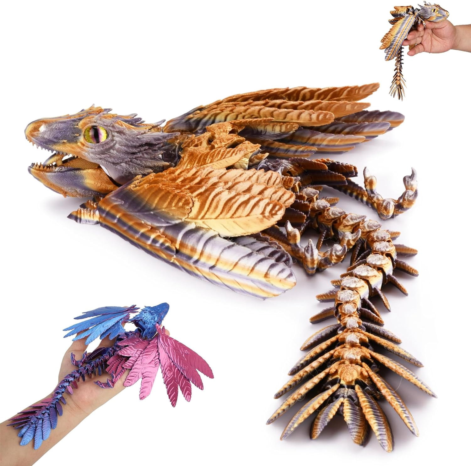 Feathered Wyvern Dragon, 3D Printed Dragon, Adjustable Wings ...