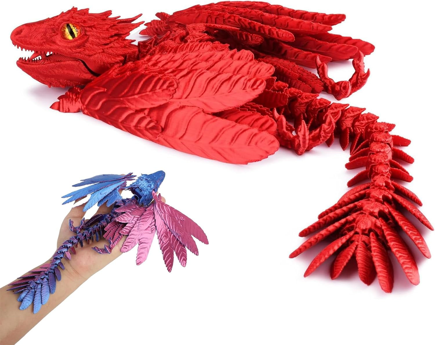 Feathered Wyvern Dragon, 3D Printed Dragon, Articulated Dragon & Fidget ...