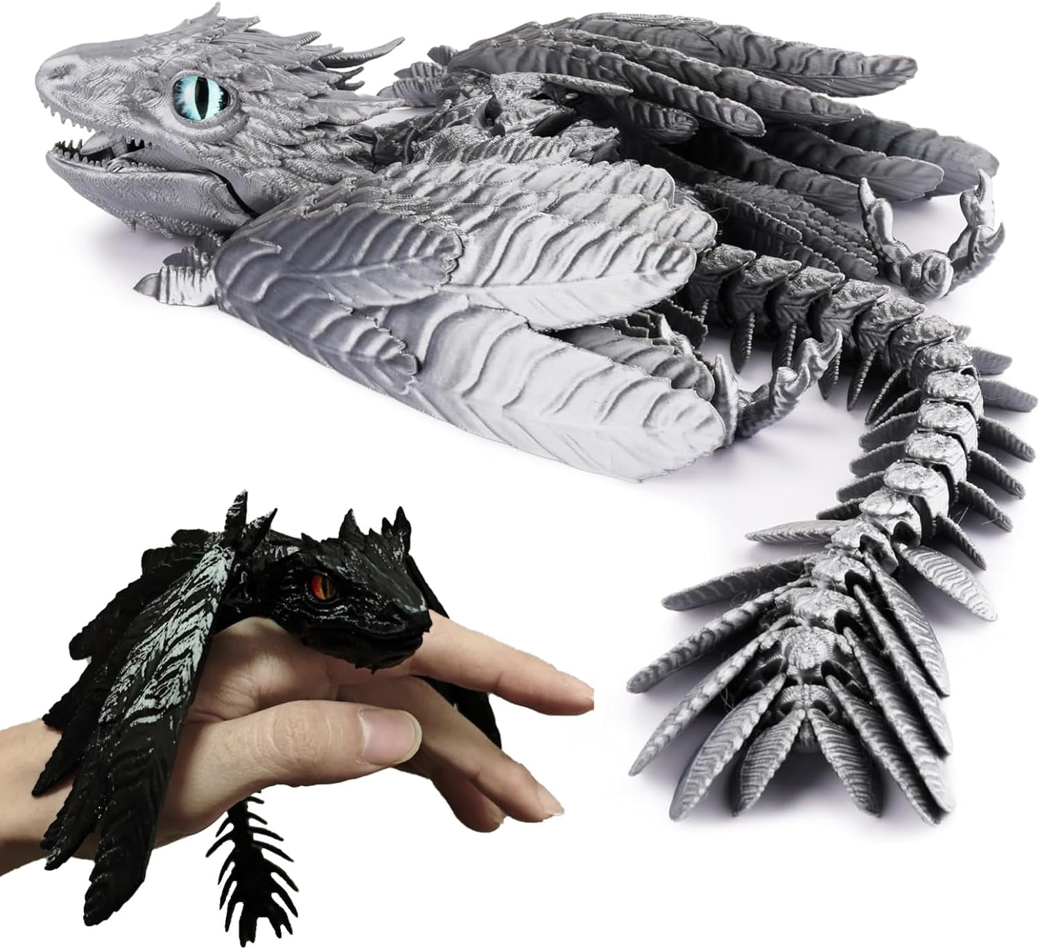 Feathered Wyvern Dragon,3D Printed Dragon Toy with Wings,Articulated ...