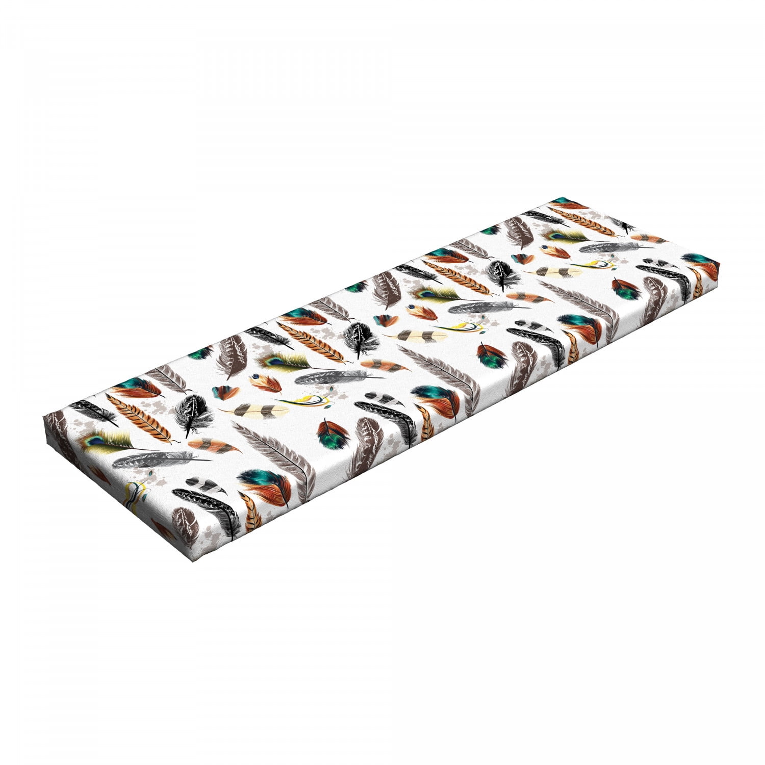 Feathers Bench Pad, Arrangement of Types of Quills in Vivid Tones Grey ...