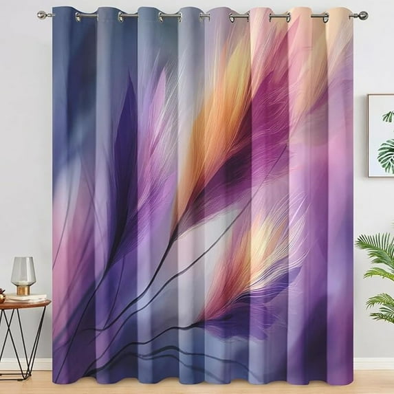 Feathers Blackout Curtains for Bedroom, Thermal Colourful Feather ...