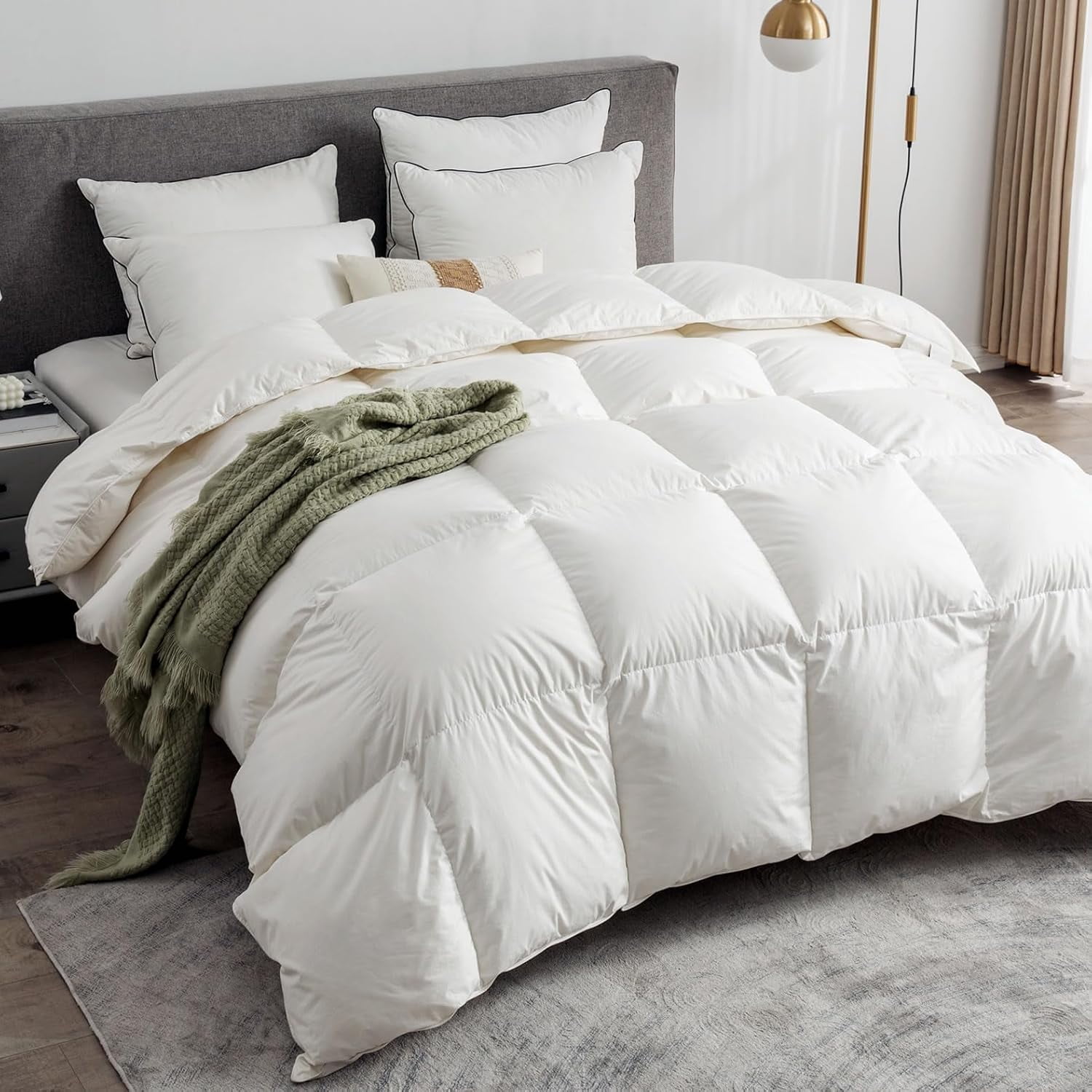Feathers & Down Comforter, Organic Duvet Insert, 100% Cotton Shell ...