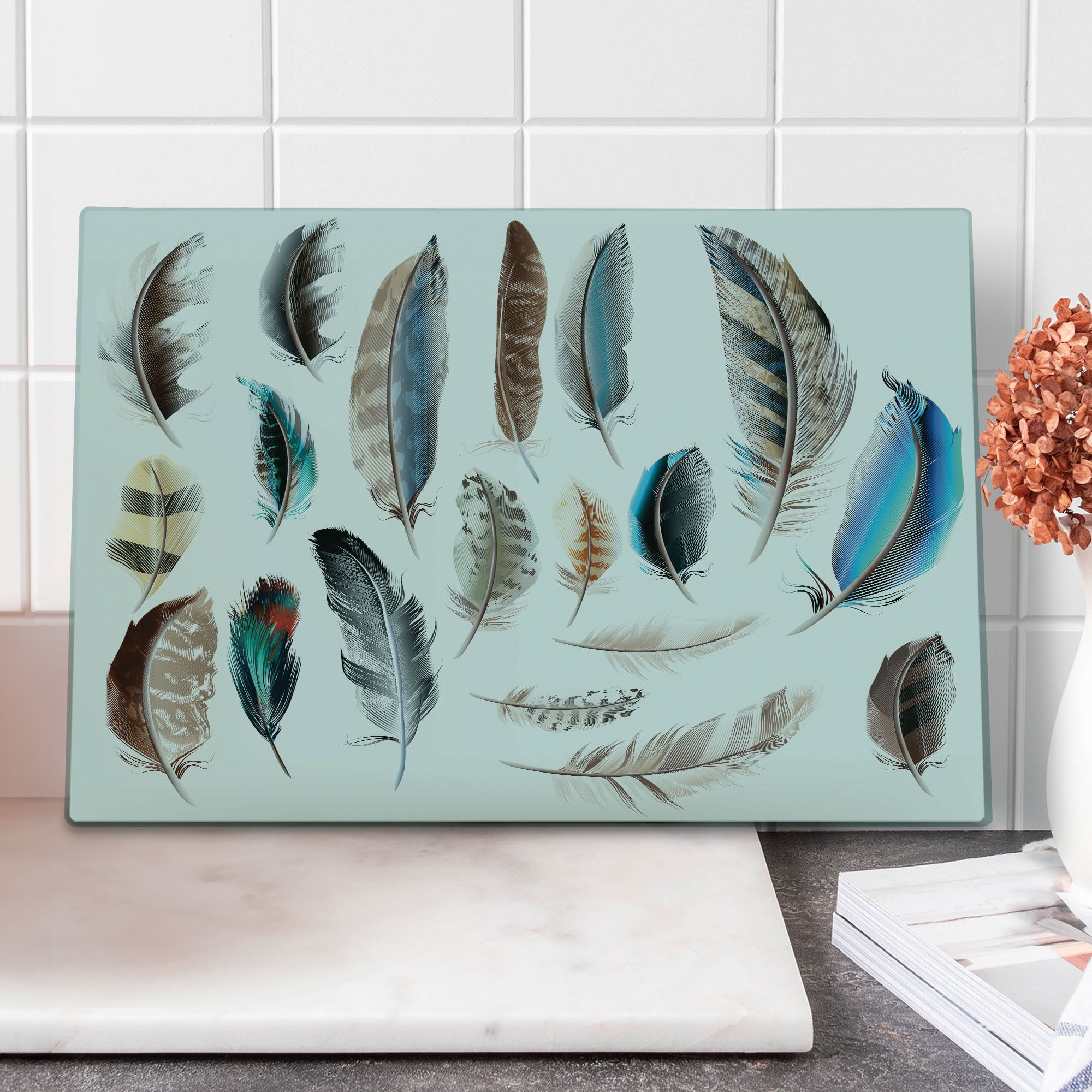 Feathers Cutting Board, Western Feather Setting Pigmented Bird Body ...