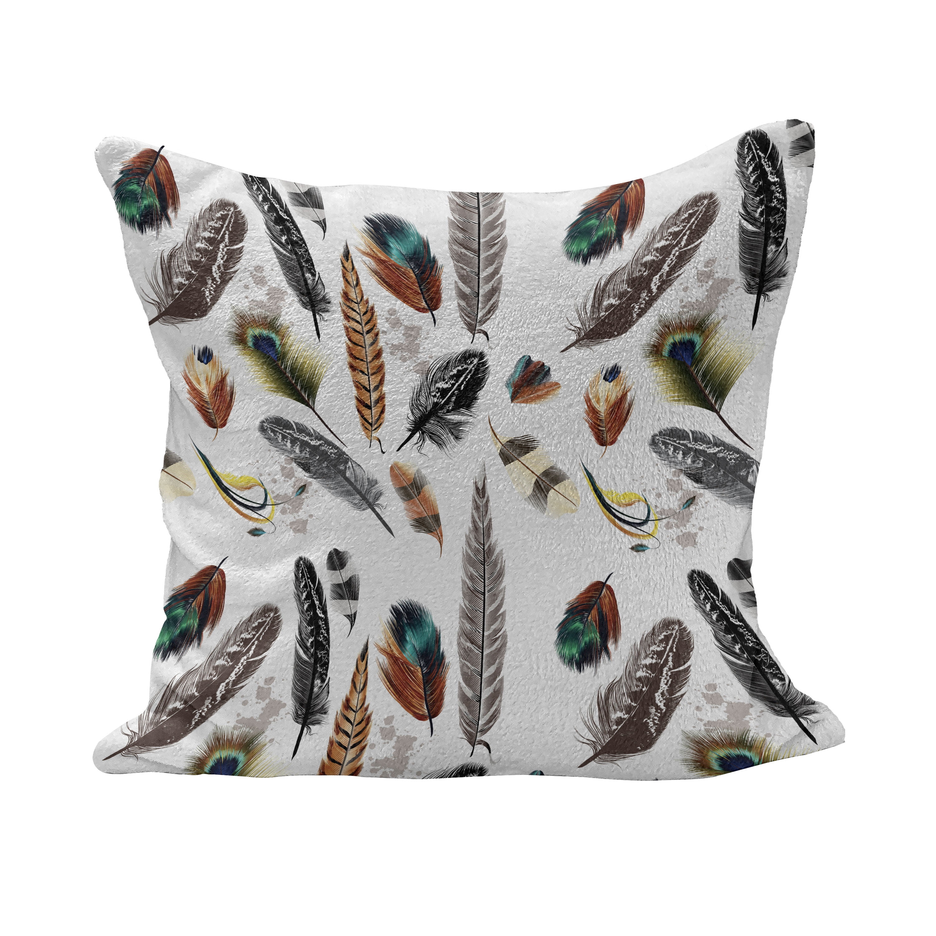 Feathers Fluffy Throw Pillow Cushion Cover, Arrangement of Types of ...