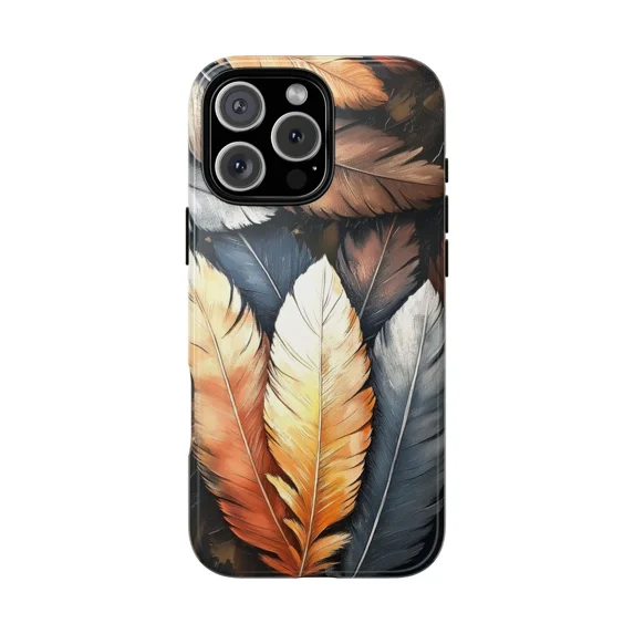 Feathers Gold Gray Abstract Pattern Case for iPhone 11-17 Pro Max ...