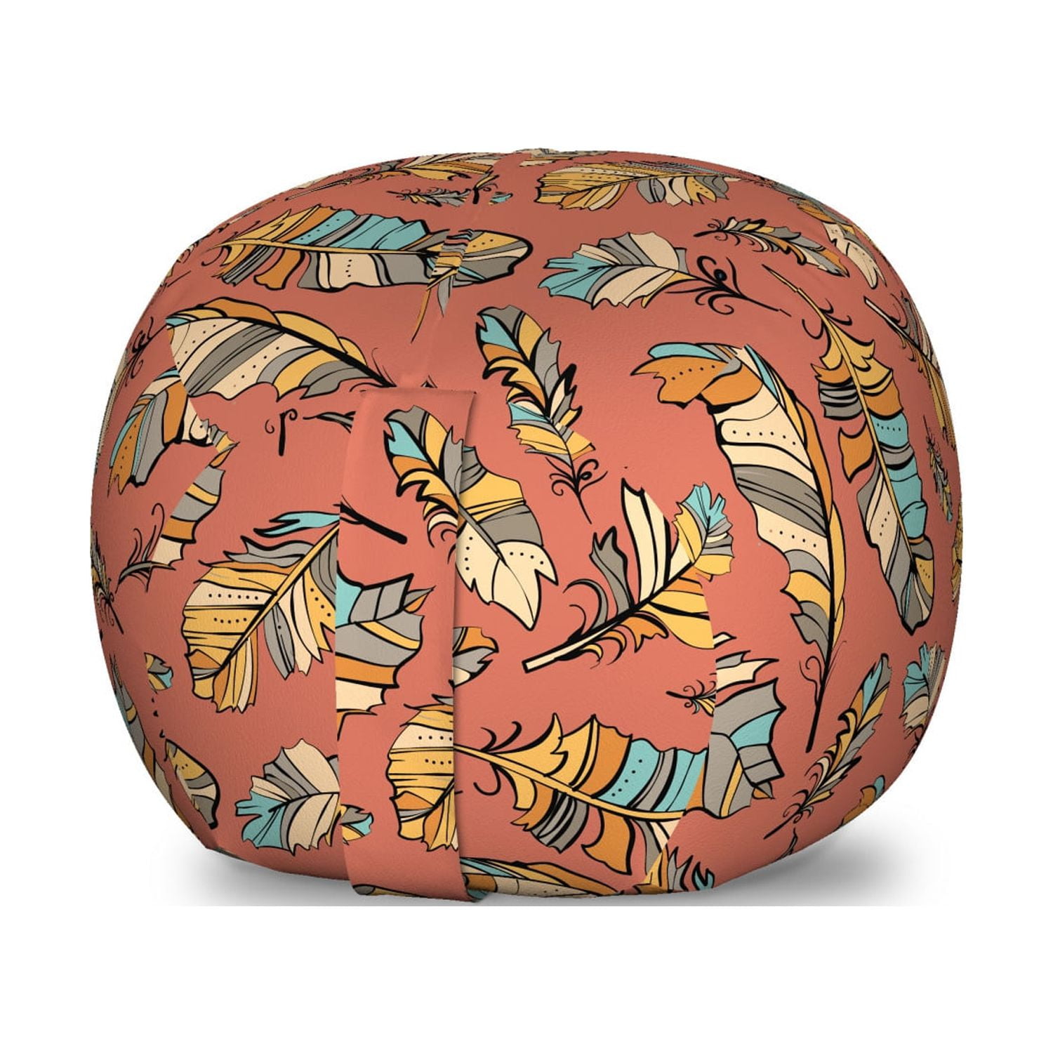 Feathers Storage Toy Bag Chair, Retro Stripes Dots Doodle Designs Sketch Floating Background ...