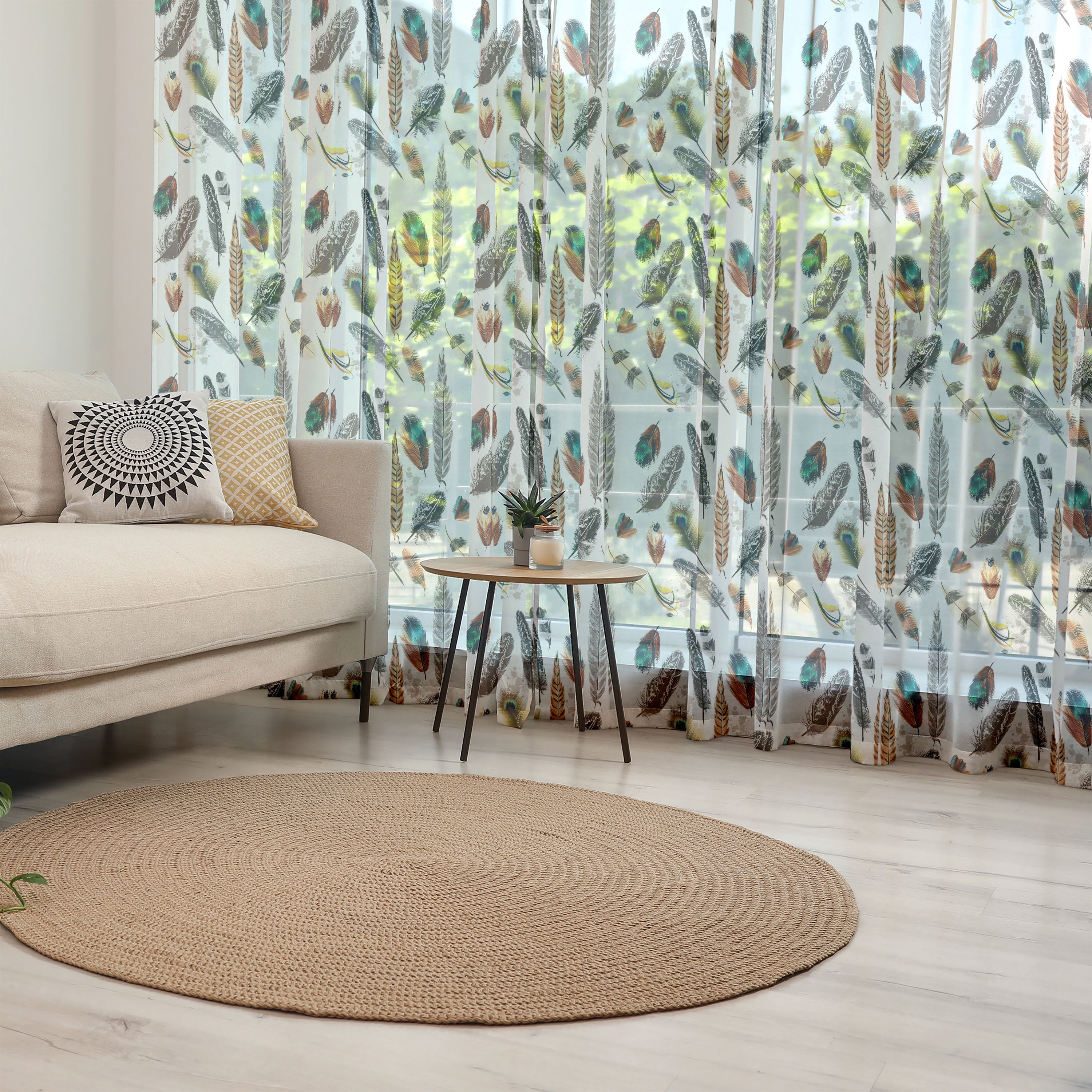 Feathers Tulle Curtains with Rod Pocket, Arrangement of Types of Quills ...