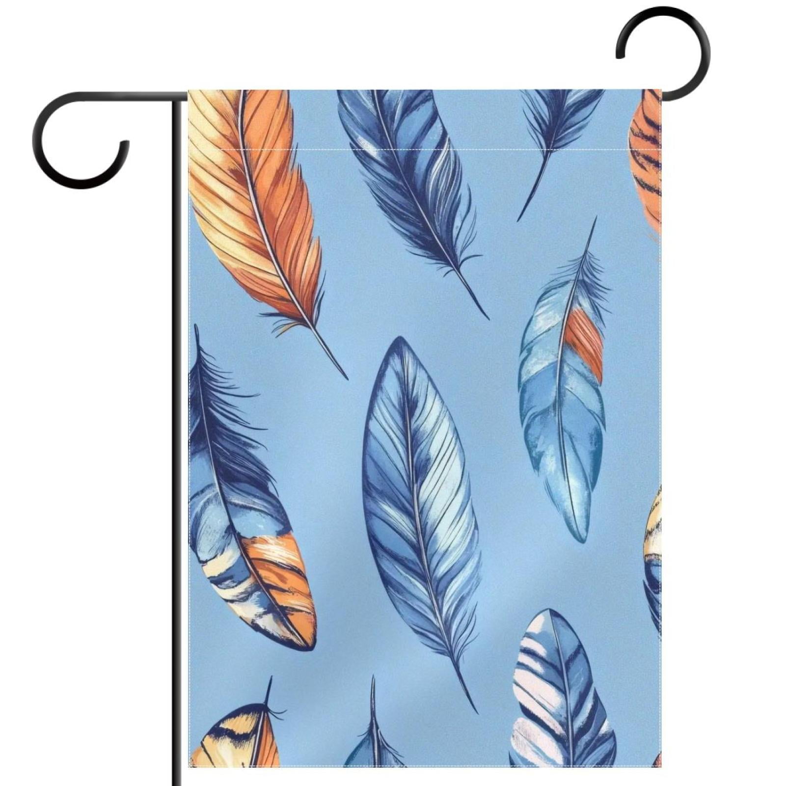 Feathers on Blue Background Decorative Garden Flag for All Seasons, 12 ...