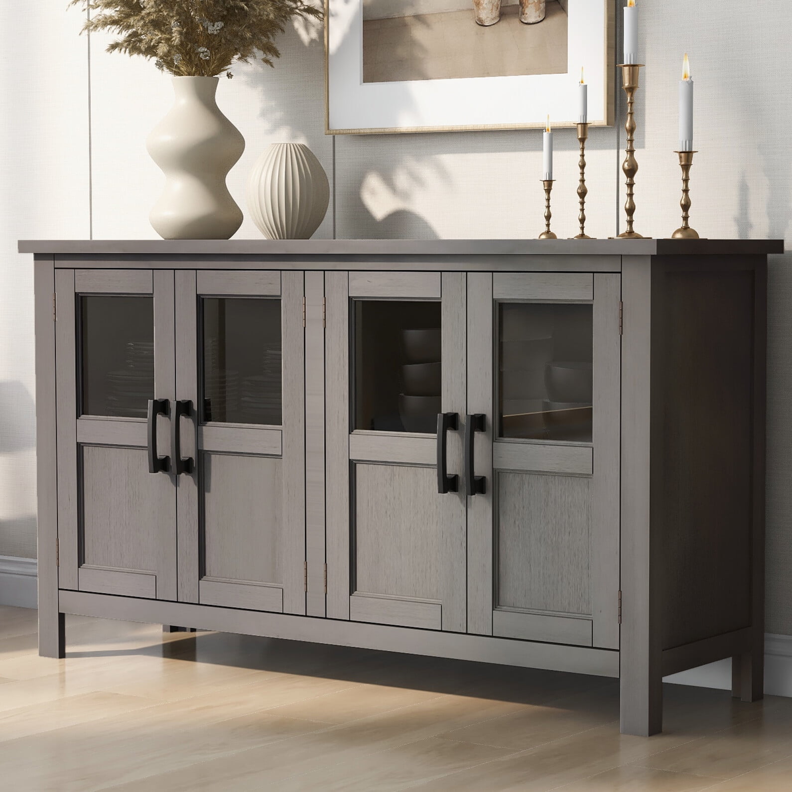 Featured 4 Doors Storage Cabinet,Sideboard Buffet Cabinet with ...