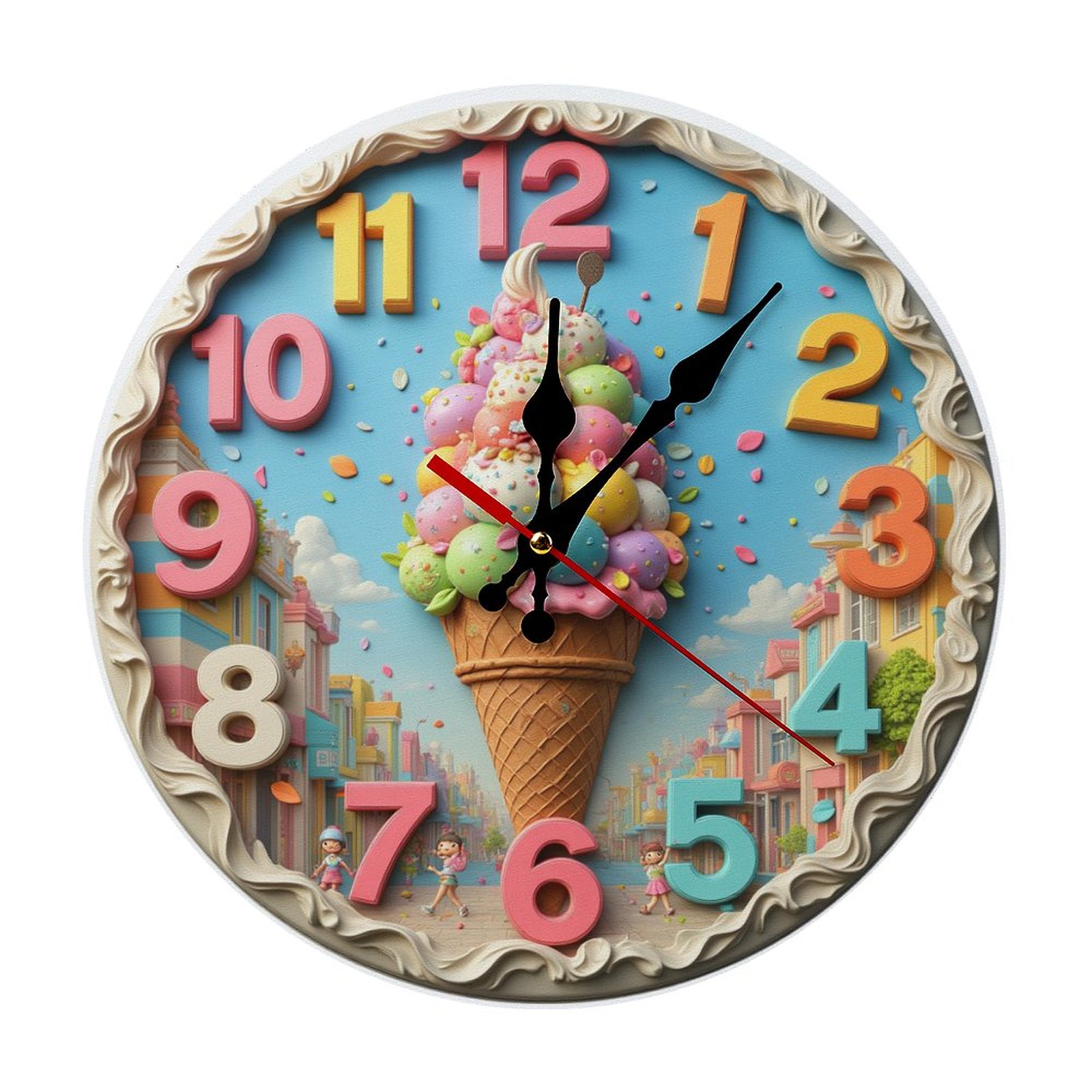 Features a large ice - cream cone with colorful scoops against a pastel ...