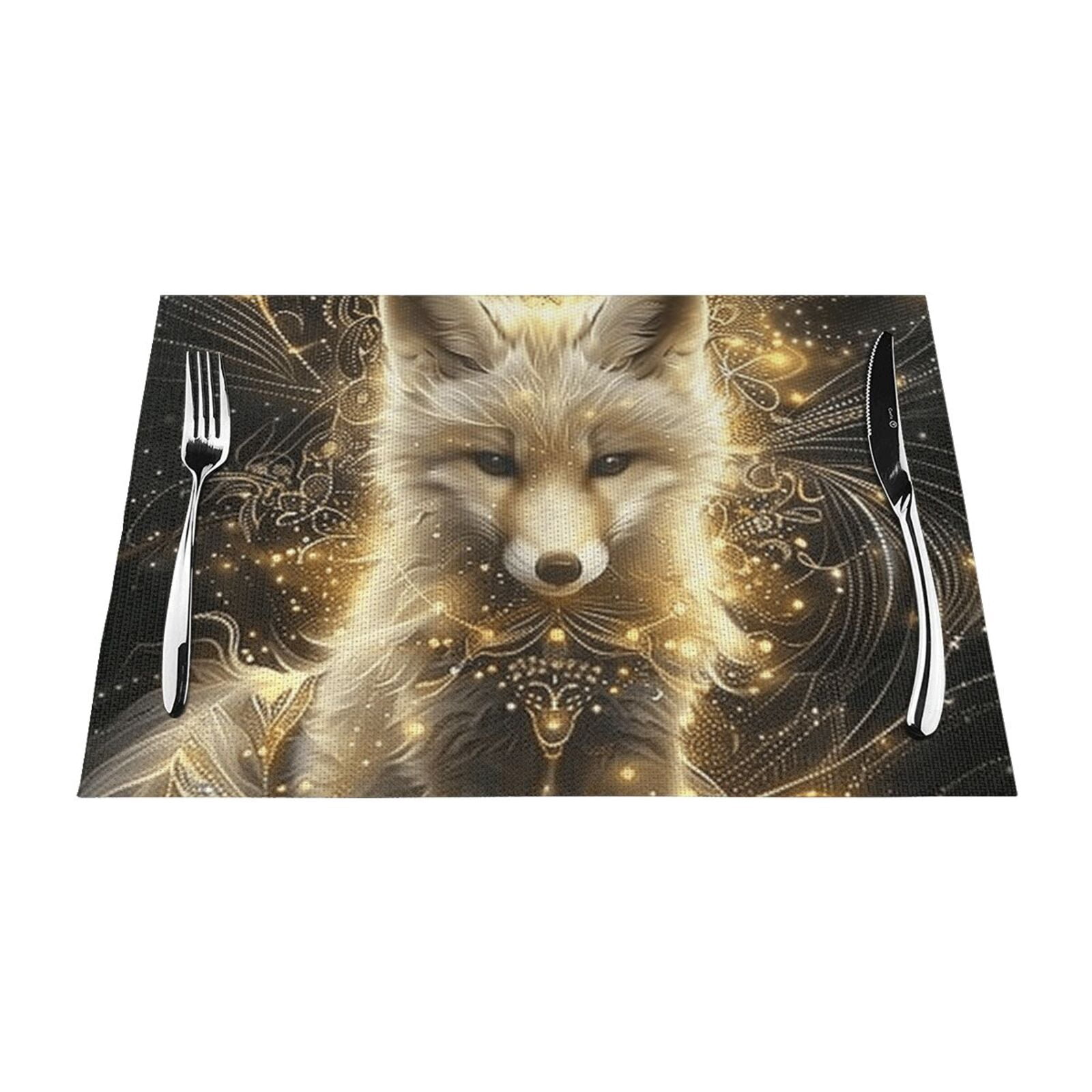 Features of animals Table mat can be wiped, dinner mat set, felt can be ...