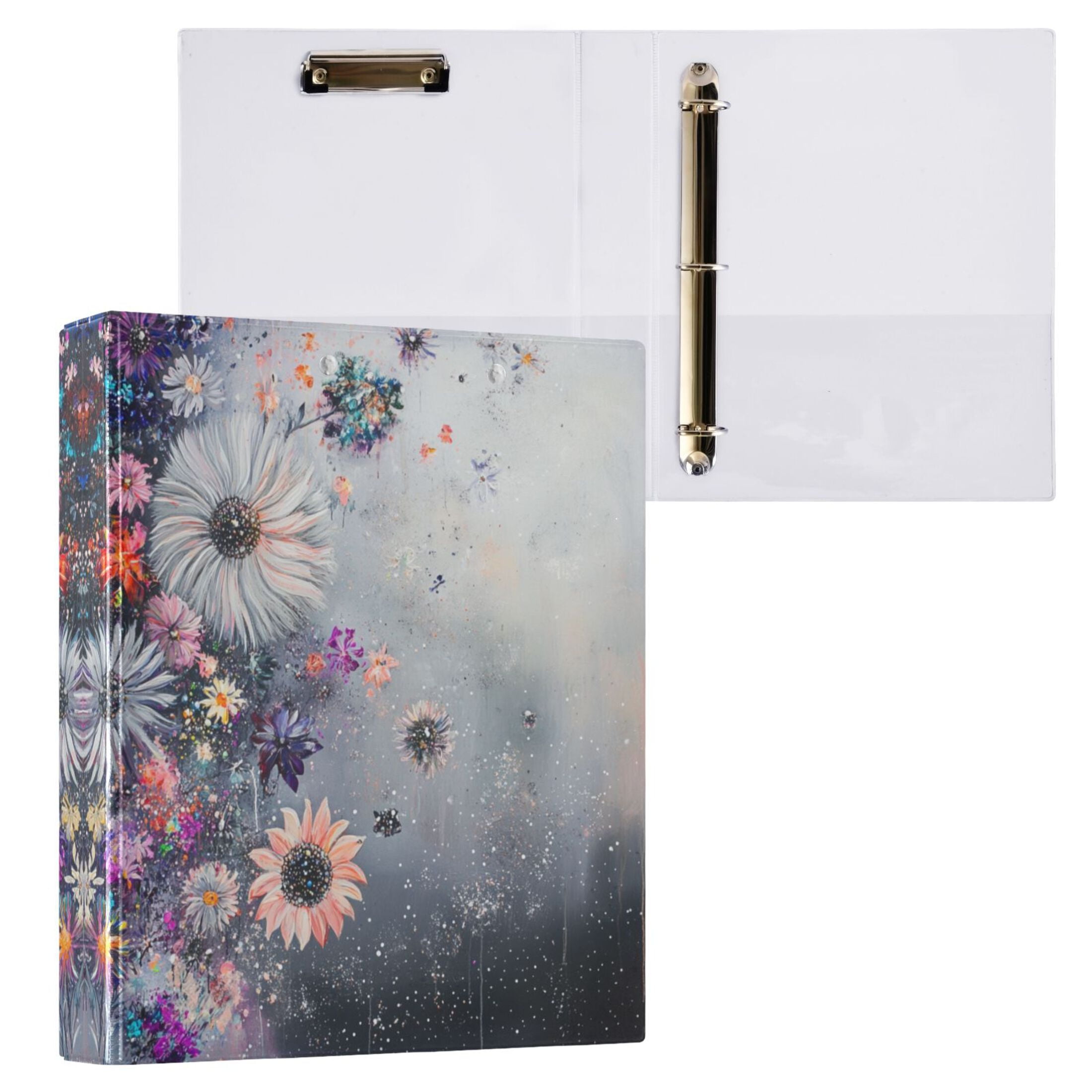 Featuring Floating Flowers 3 Ring Hardcover Binders 1.5in Round Rings ...
