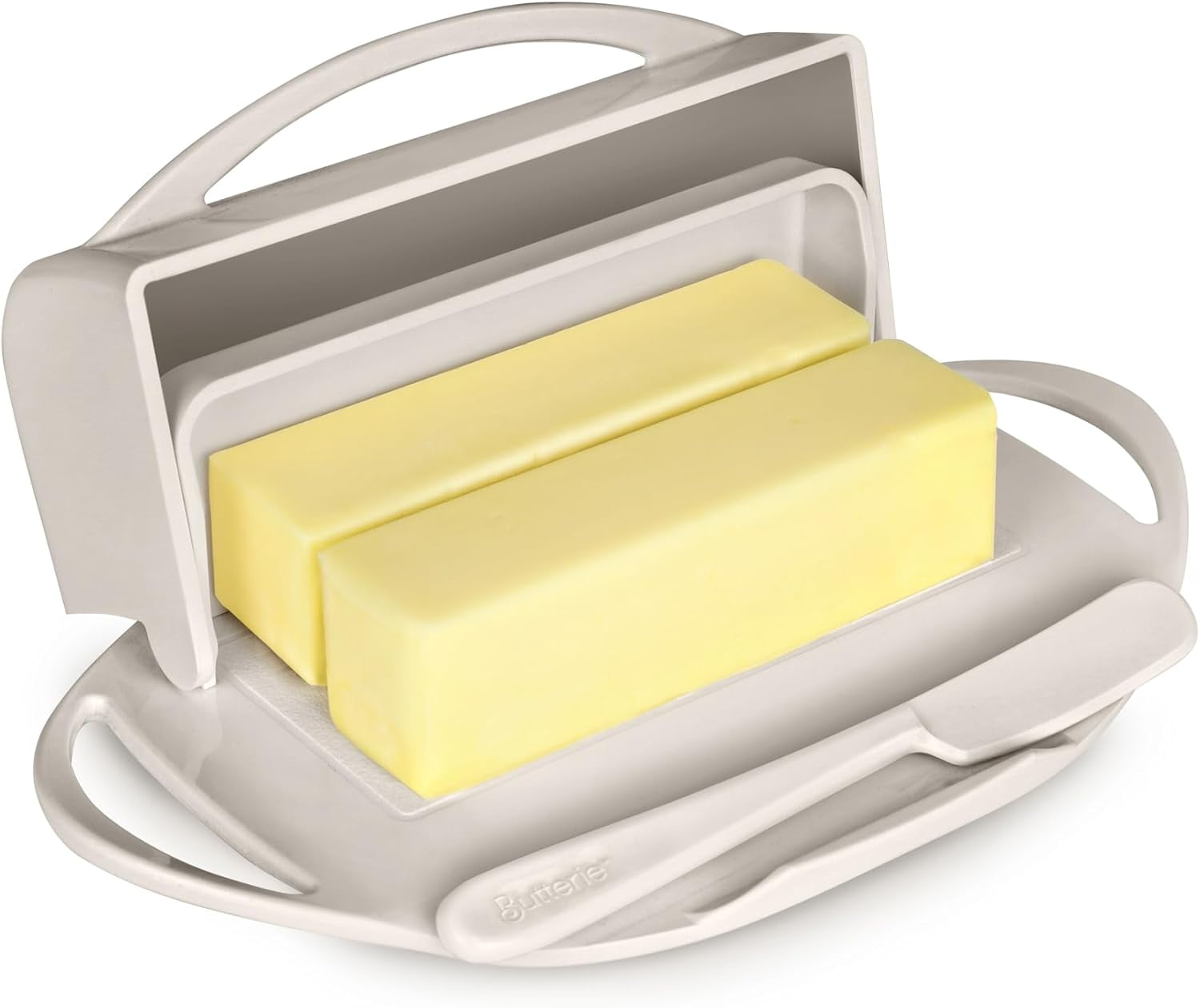 Flip cover butter tray with lid and matching knife, can hold 2 pieces ...