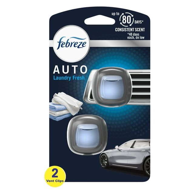 Febreze AUTO Car Air Freshener, Odor-Fighting Car Vent Clip, Laundry ...