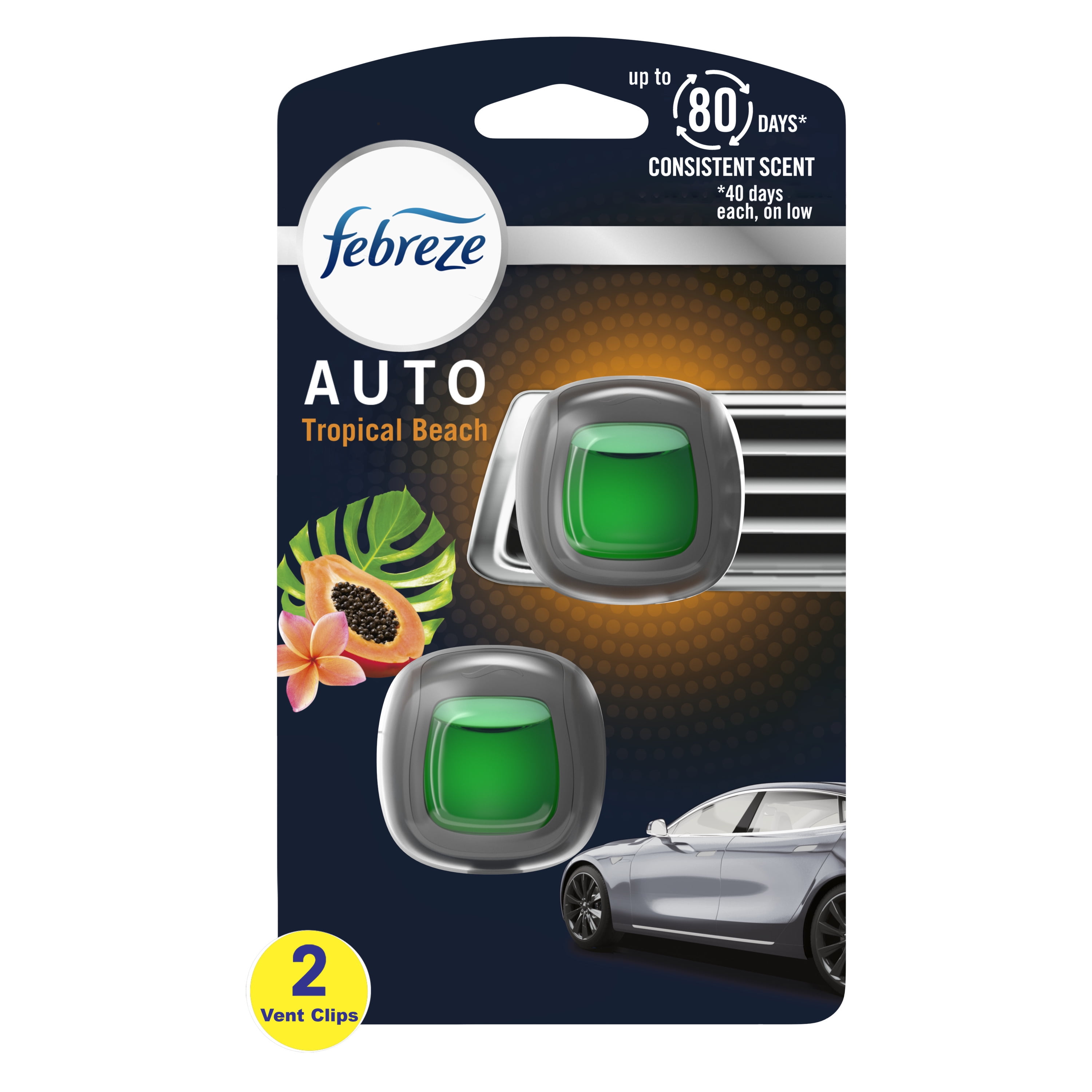 Febreze AUTO Car Air Freshener, Odor-Fighting Car Vent Clip, Tropical ...