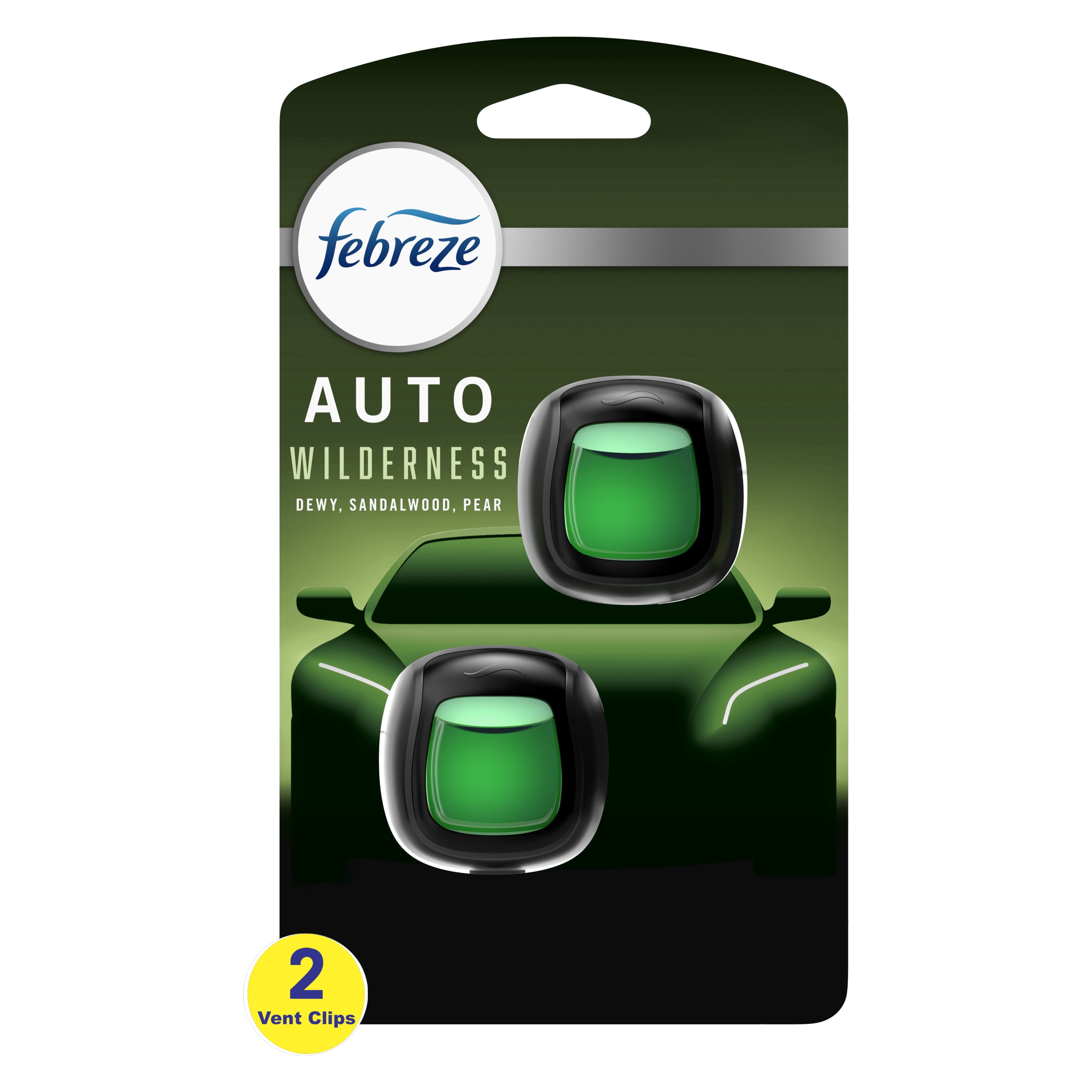 Febreze AUTO Air Freshener Vent Clip Wilderness Scent, 2 Pack .07 fl oz ...