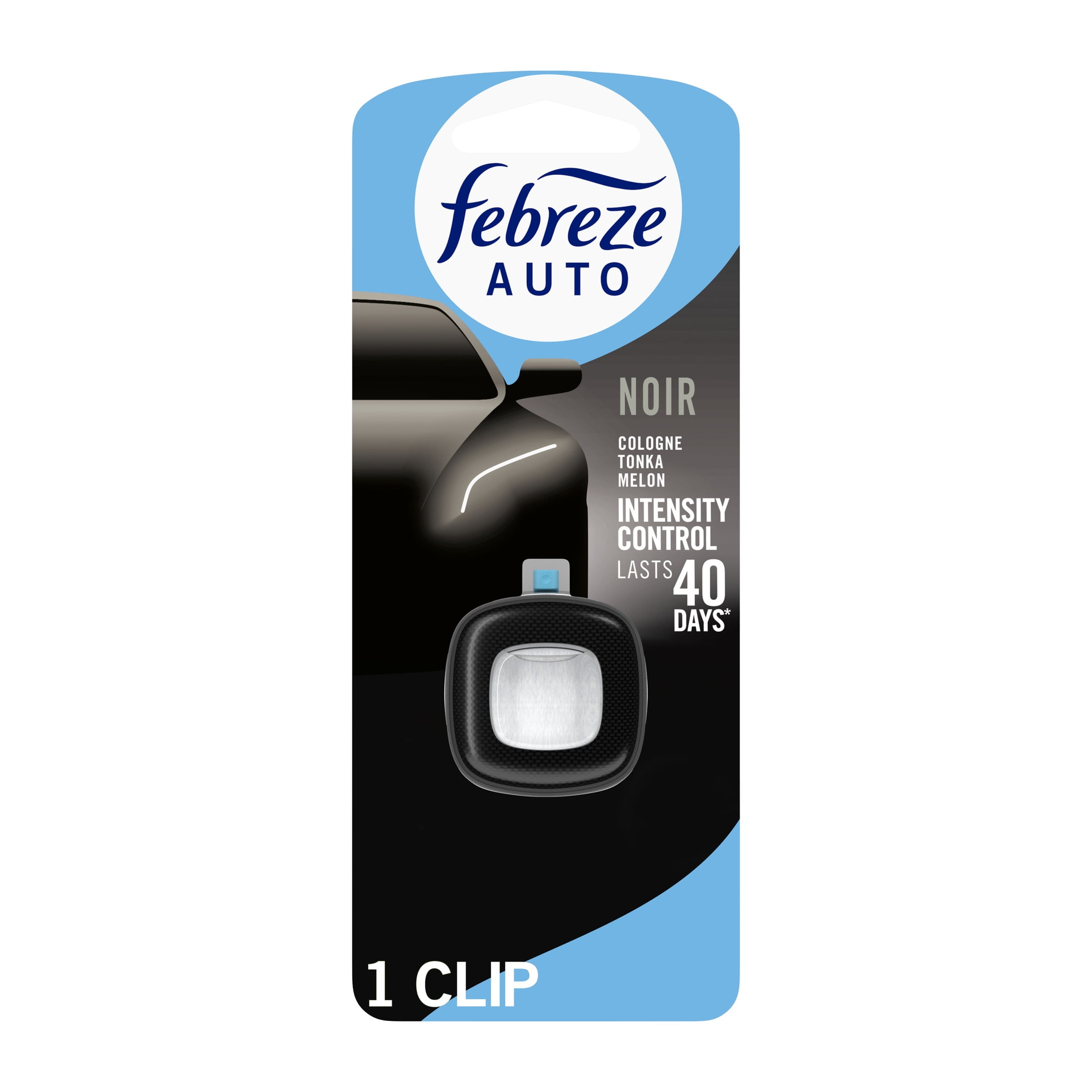 Febreze AUTO Car Air Freshener, Odor-Fighting Car Vent Clip, Noir ...