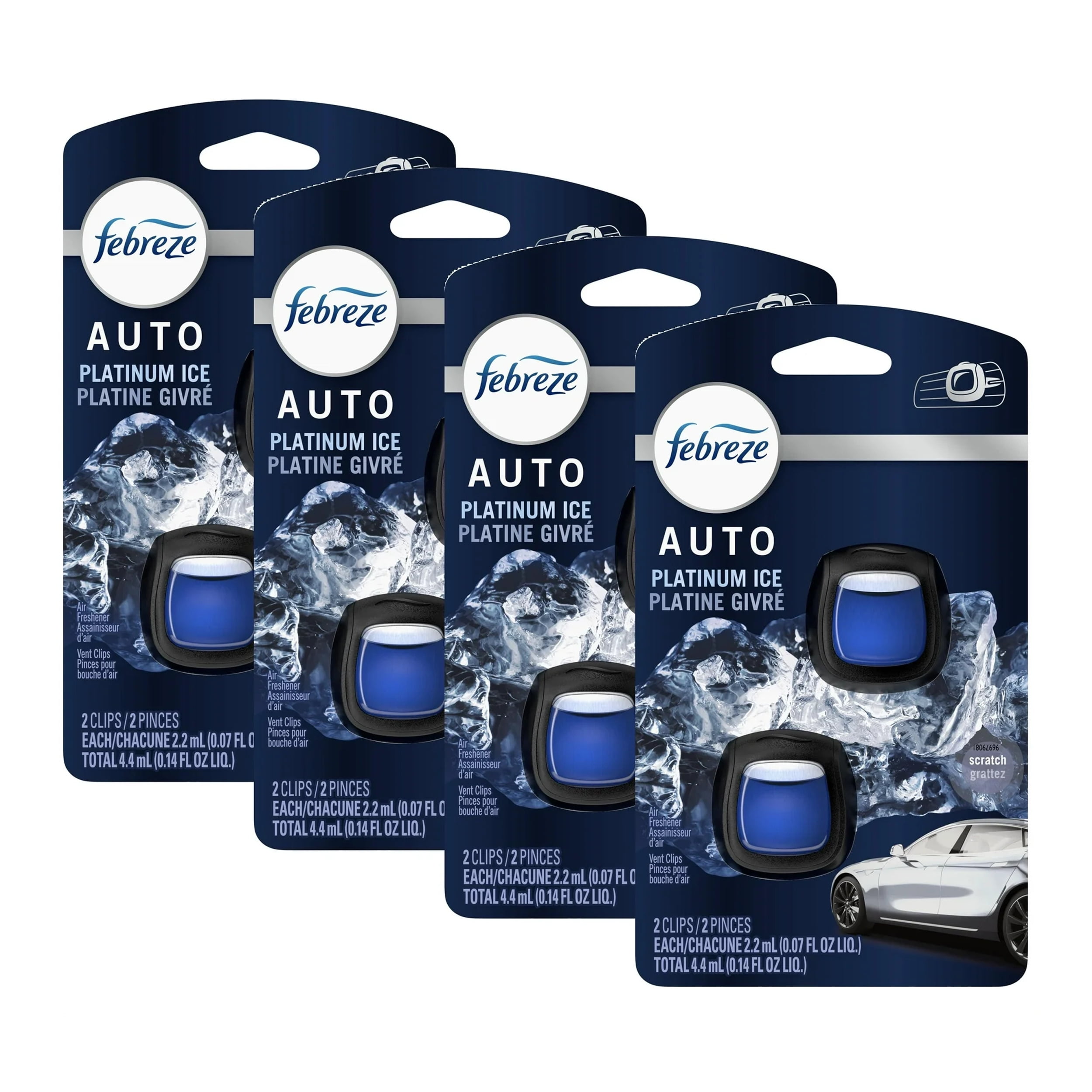 Febreze Auto Odor-Eliminating Air Freshener Vent Clips, Platinum Ice, 2 ...