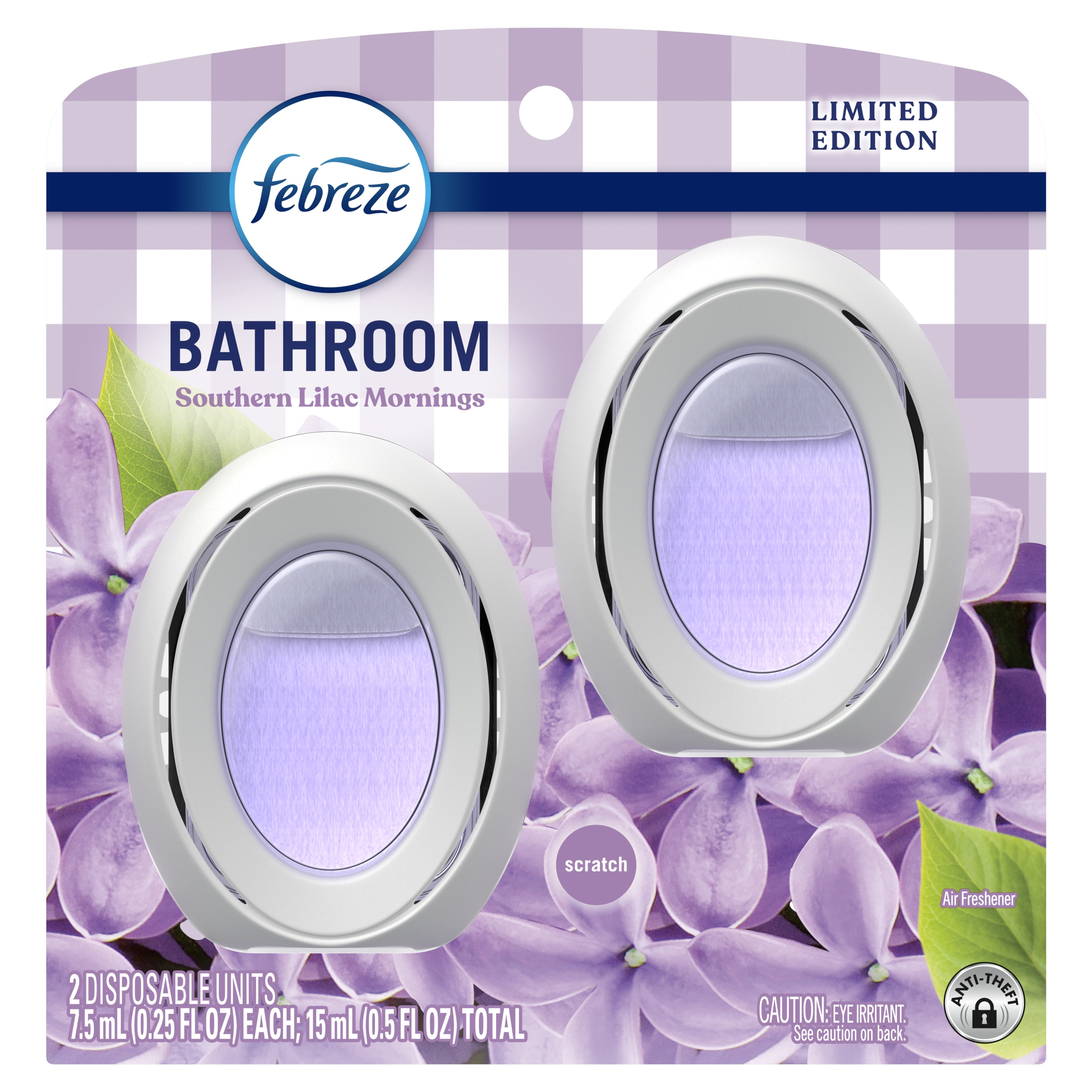 Febreze Bathroom Air Freshener, Small Spaces Odor-Fighting, Limited Edition, Lilac, 2 Count ...