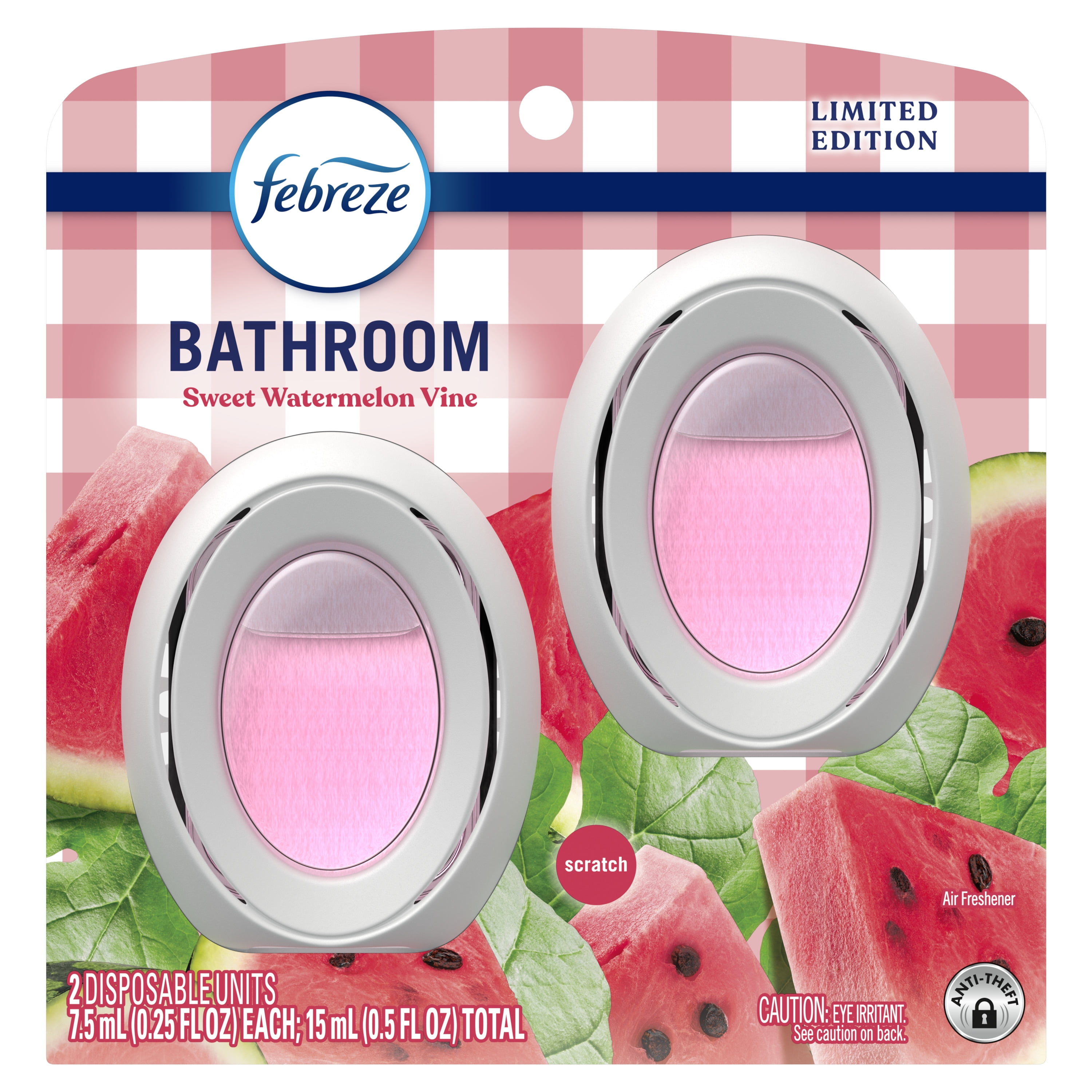 Febreze Bathroom Watermelon Air Freshener, Small Spaces Odor Fighter, 2 ...