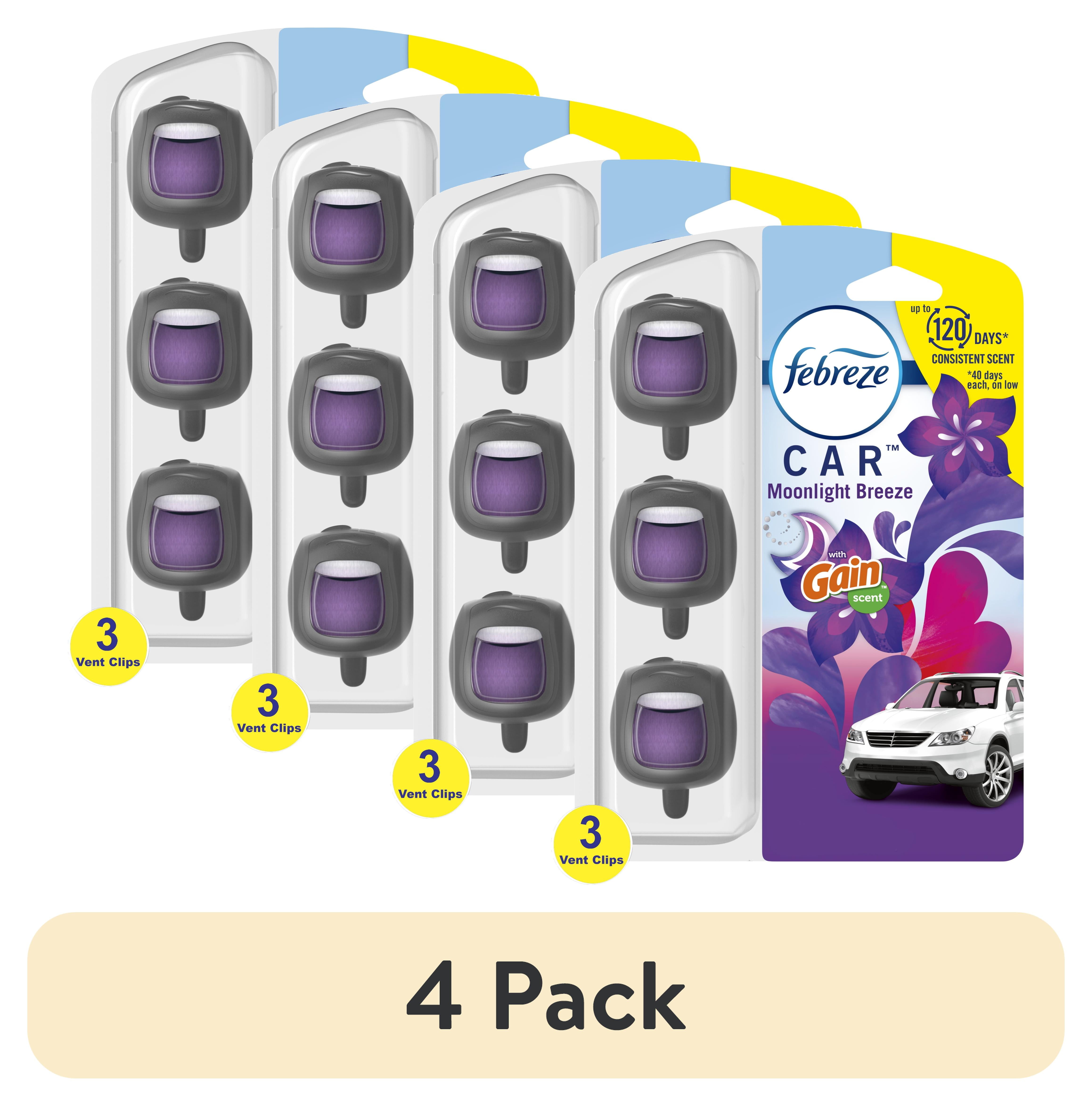 (4 pack) Febreze Car Air Freshener Odor-Fighting Car Vent Clip, Gain ...
