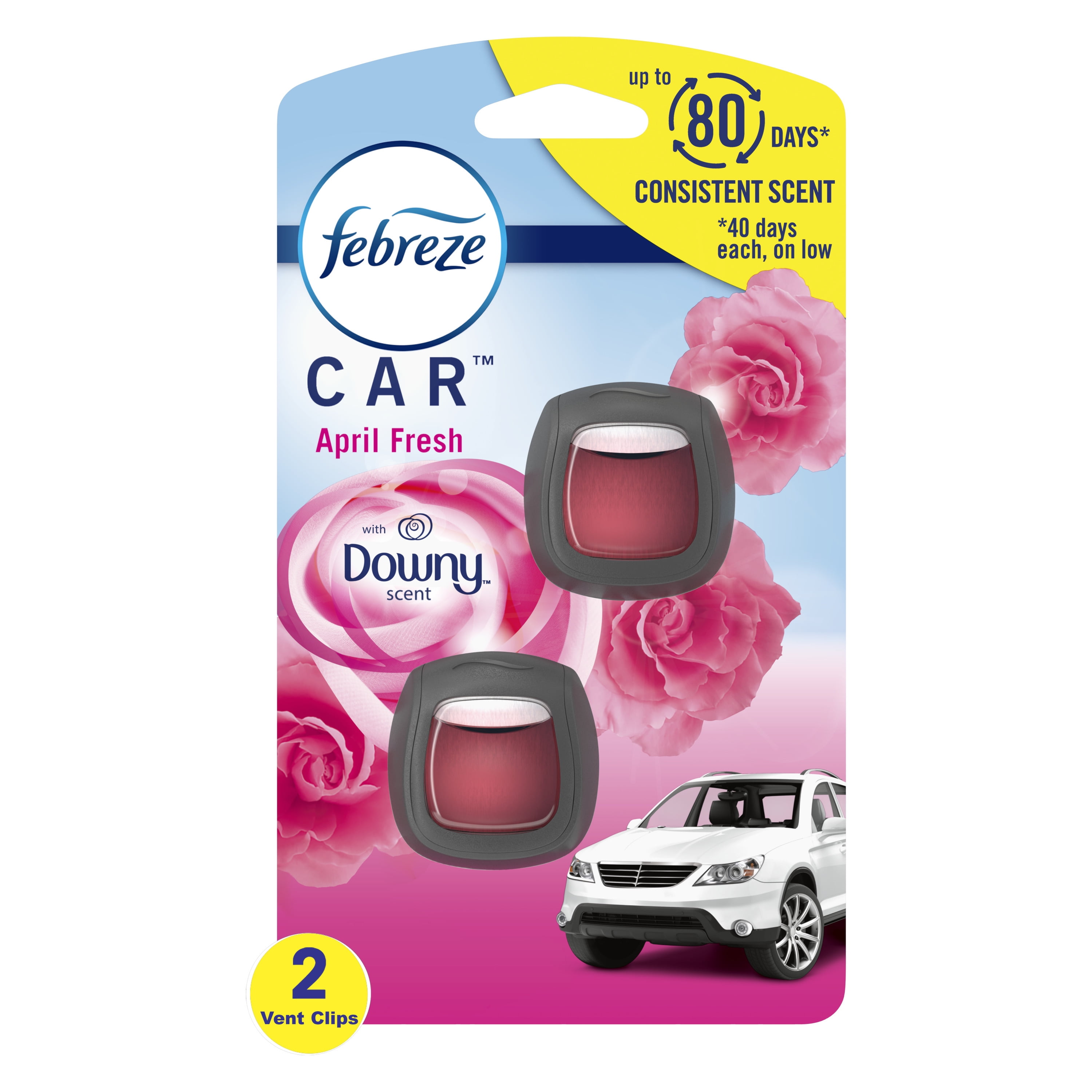Febreze Car Air Freshener Vent Clip Downy April Fresh Scent, Car Vent ...
