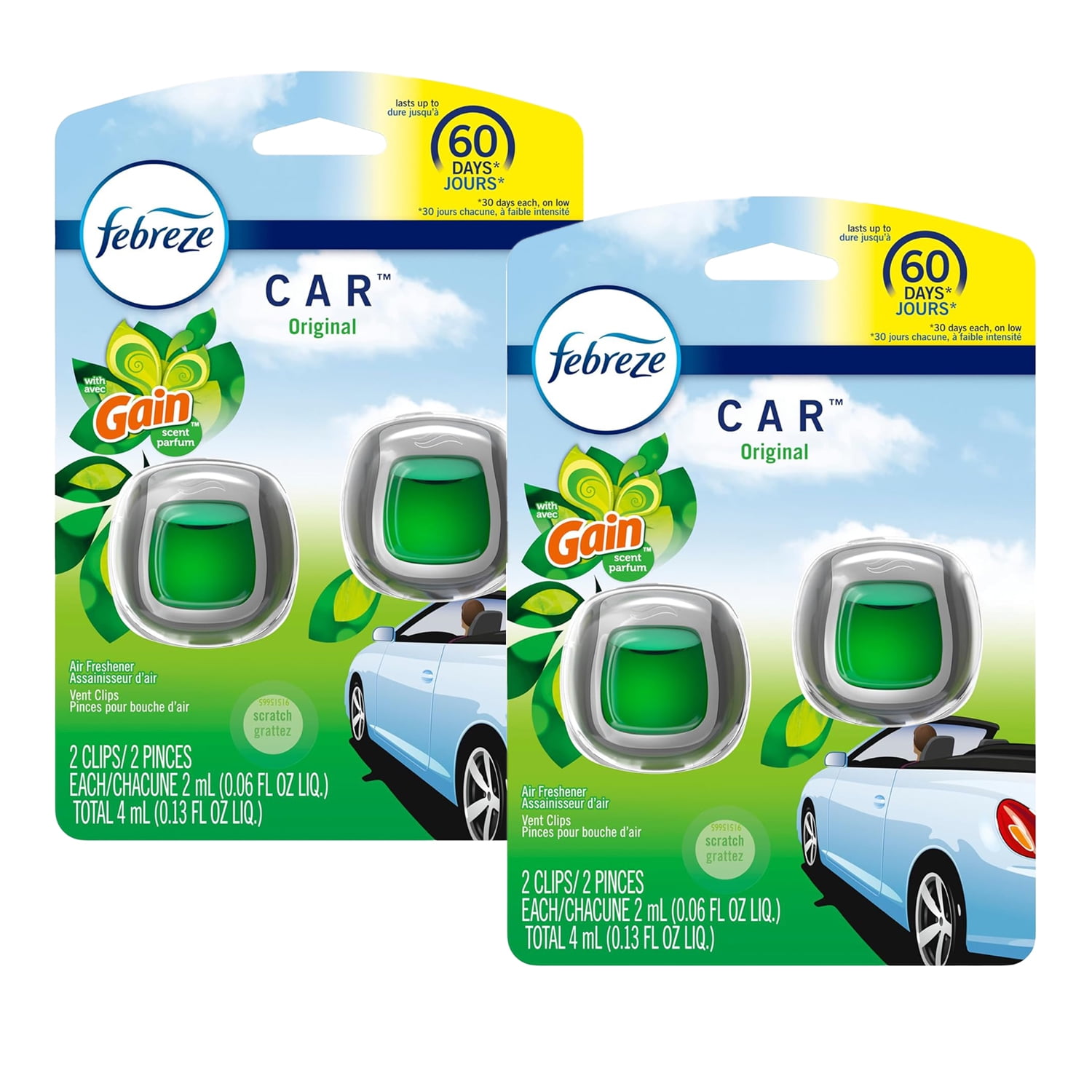 Febreze Car Air Freshener Vent Clip Gain Original Scent, 06 oz. Car ...