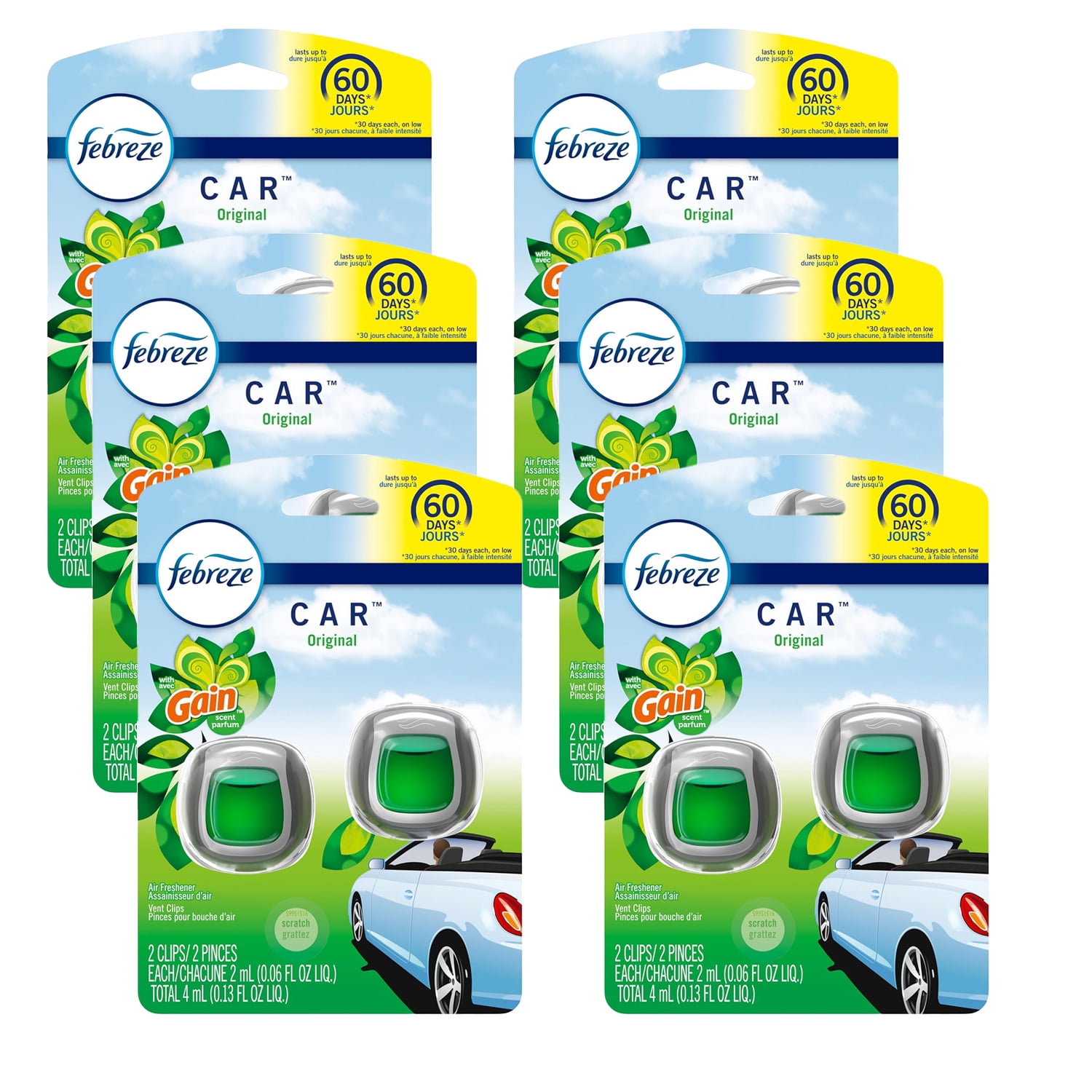 Febreze Car Air Freshener Vent Clip Gain Original Scent, 06 oz. Car ...