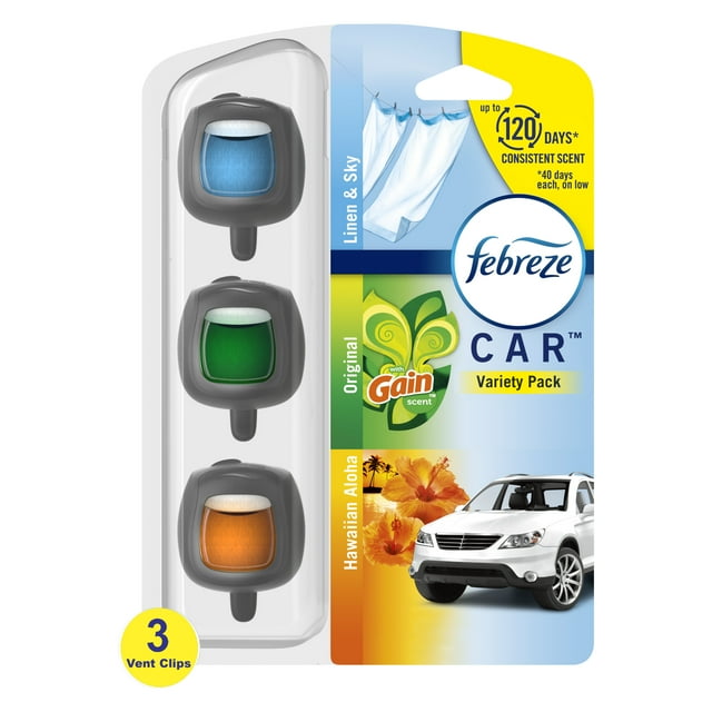 Febreze Car Air Freshener Vent Clip Gain Scents Variety Pack, .06 oz ...