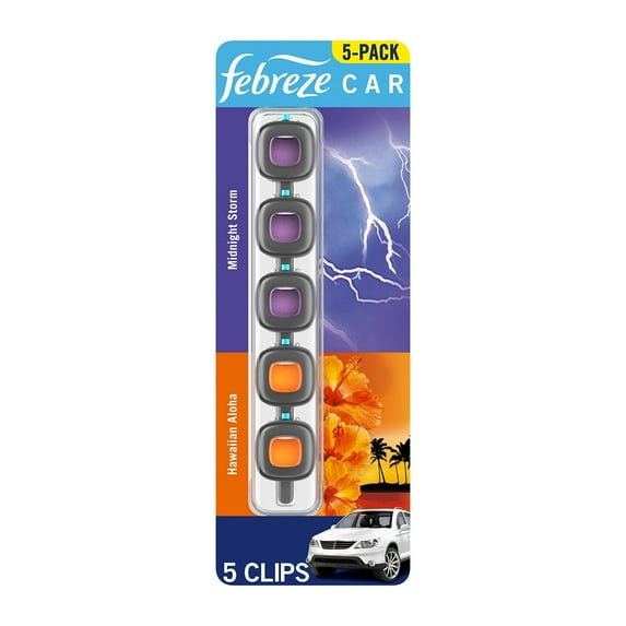 Febreze Car Air Freshener Vent Clips, Midnight Storm and Hawaiian Aloha ...