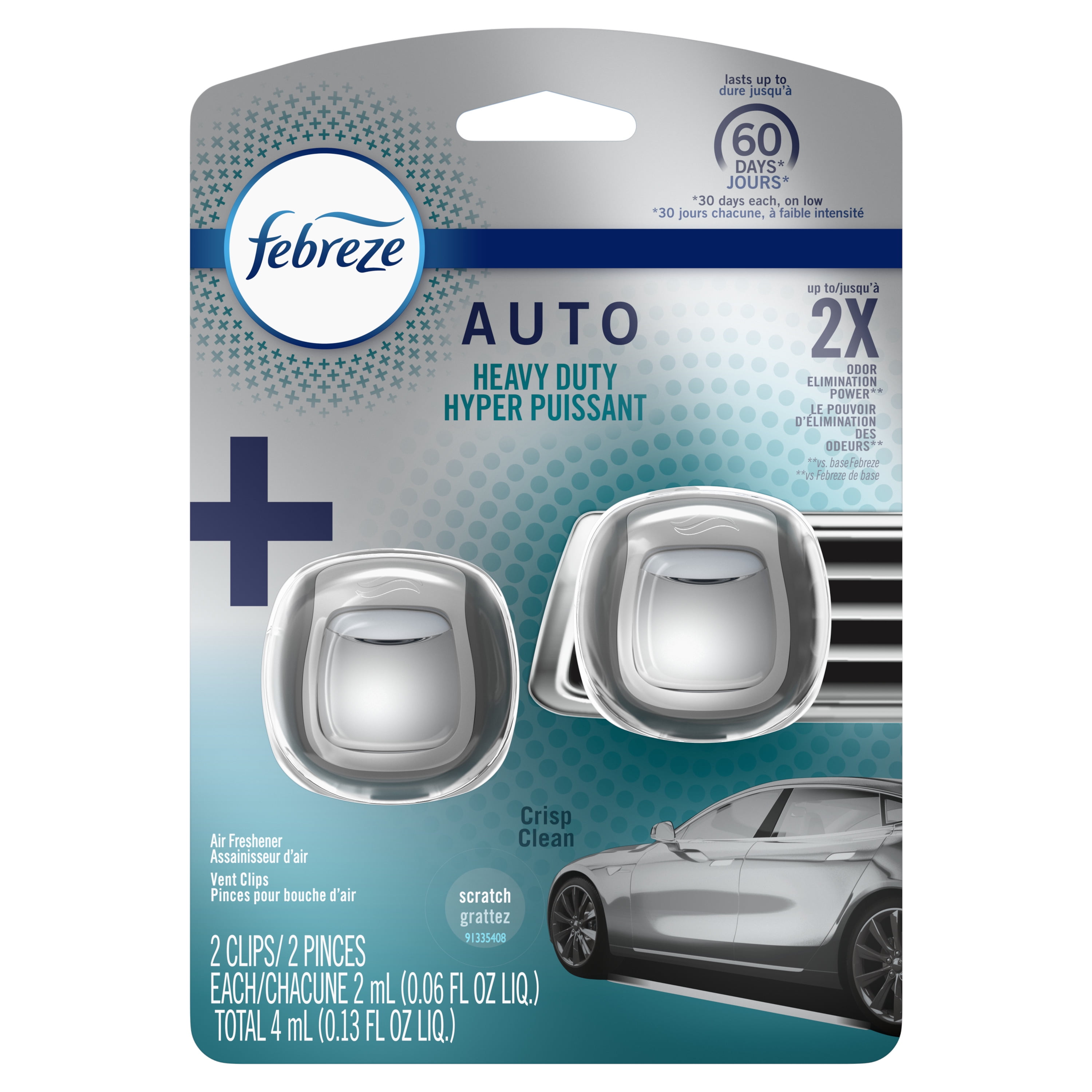 Febreze Car Odor-Eliminating Air Freshener, Heavy Duty, 2 ct - Walmart.com