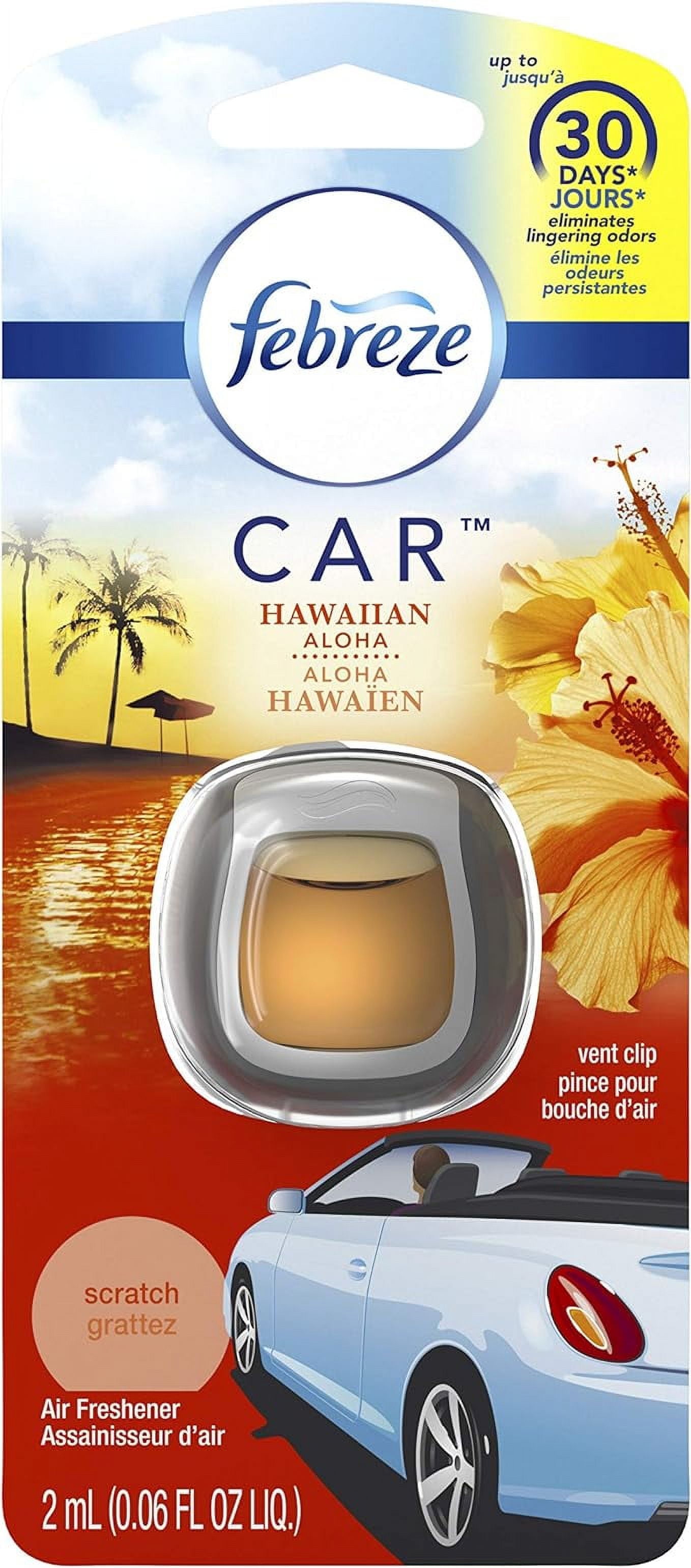 Febreze Car Odor-Eliminating Air Freshener Vent Clip Hawaiian Aloha, 0. ...