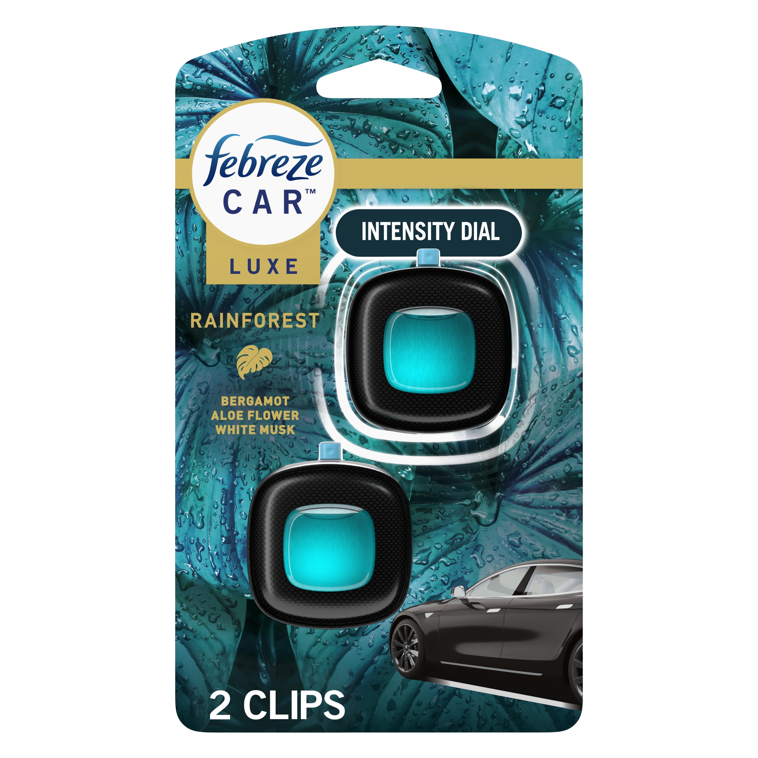 Febreze Car Rainforest Scent Vent Clip, 0.07 oz, lasts up to 40 days, 2 ...