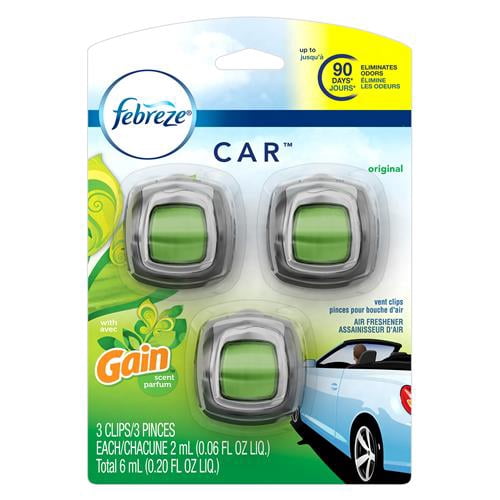 Febreze Car Vent Clip Air Freshener, Gain Original, 0.037 Pound ...