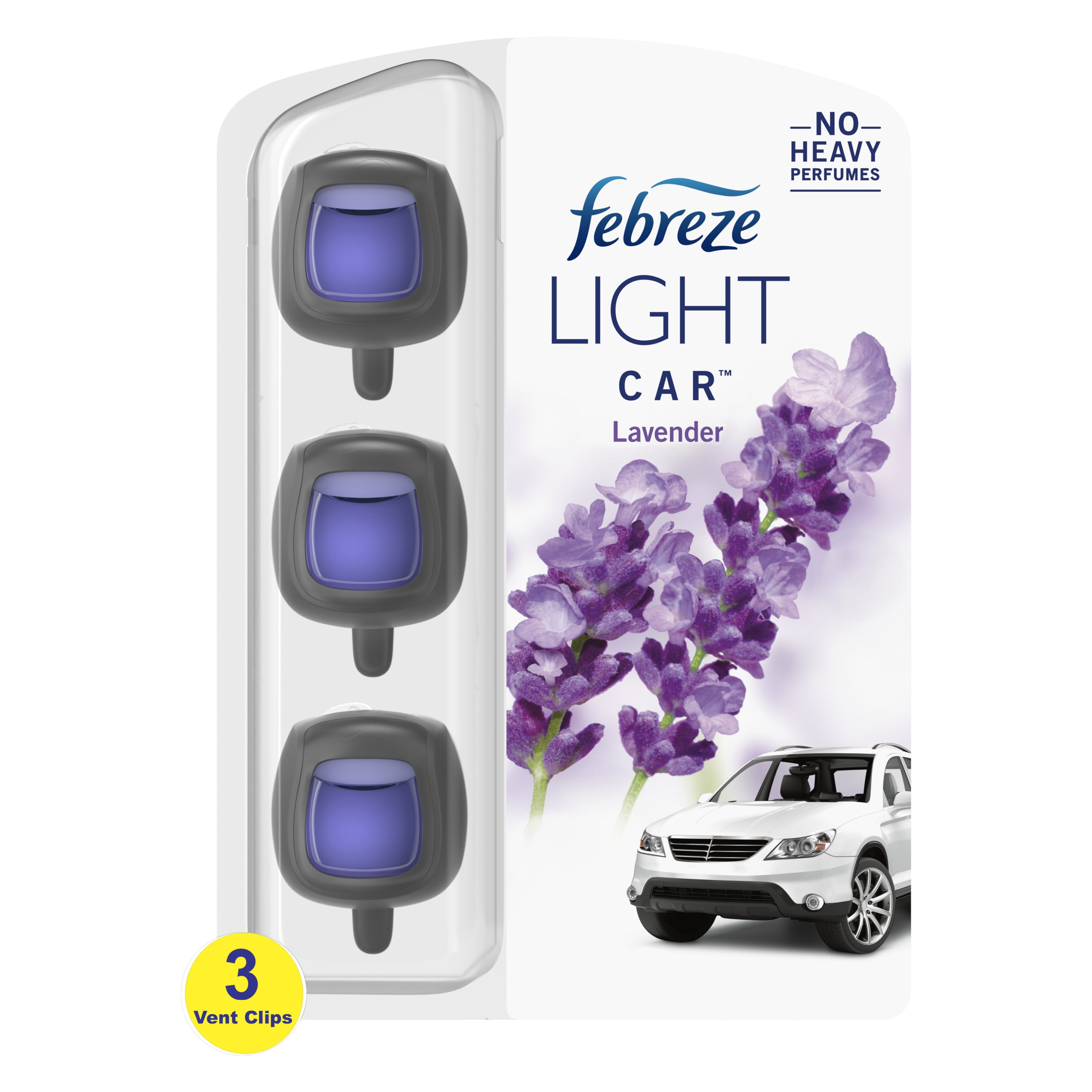 Febreze LIGHT Odor-Fighting Car Freshener Vent Clip Lavender, .06 oz ...