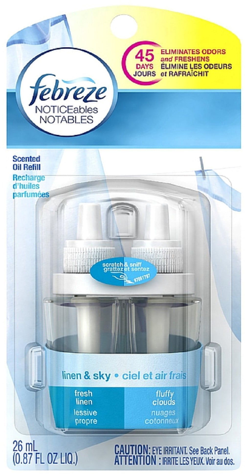 Febreze NOTICEables Dual Refill Scented Oils, Linen & Sky 0.87 oz (Pack ...