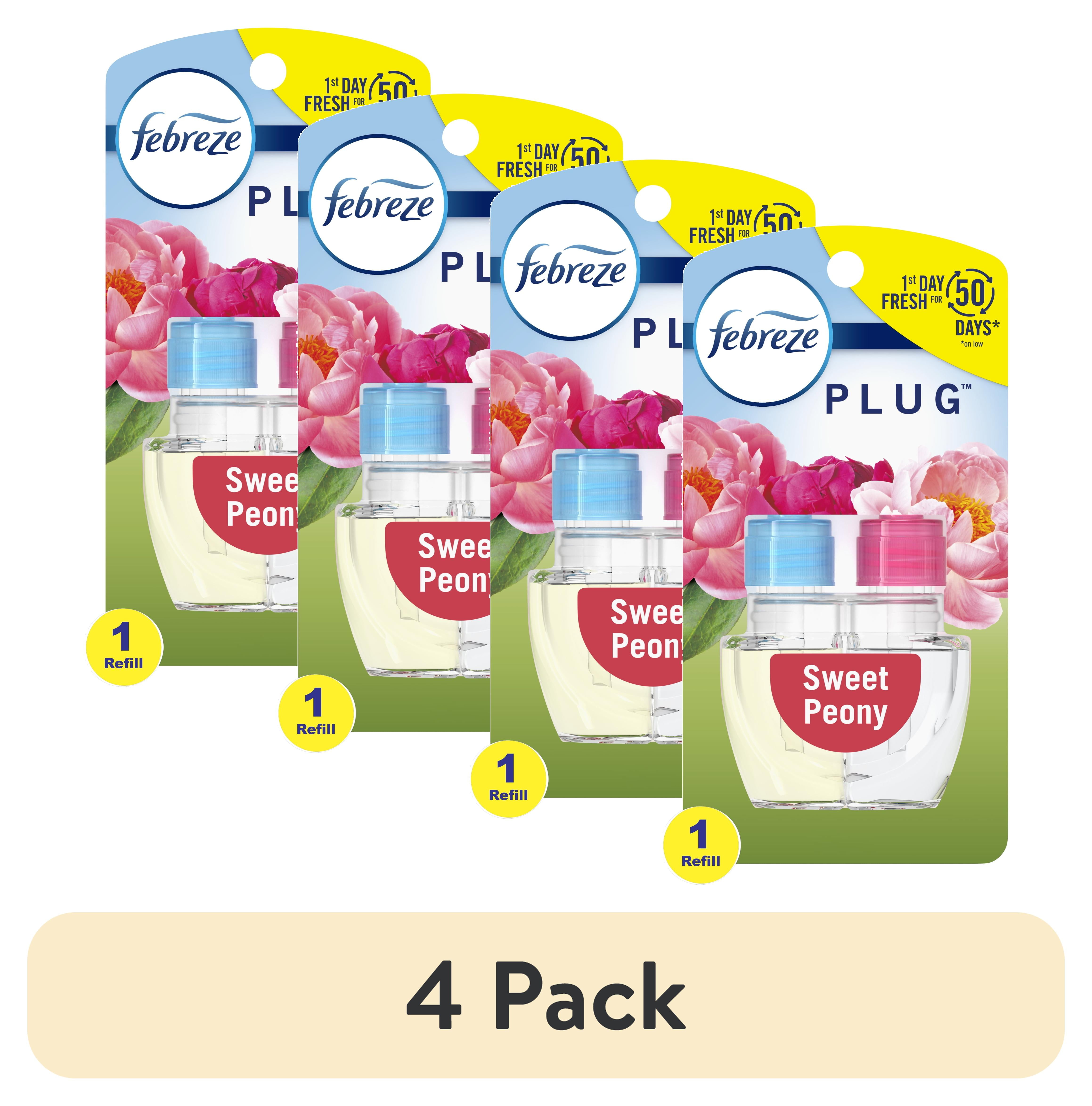 (4 pack) Febreze Odor-Fighting Fade Defy PLUG Air Freshener Sweet Peony ...