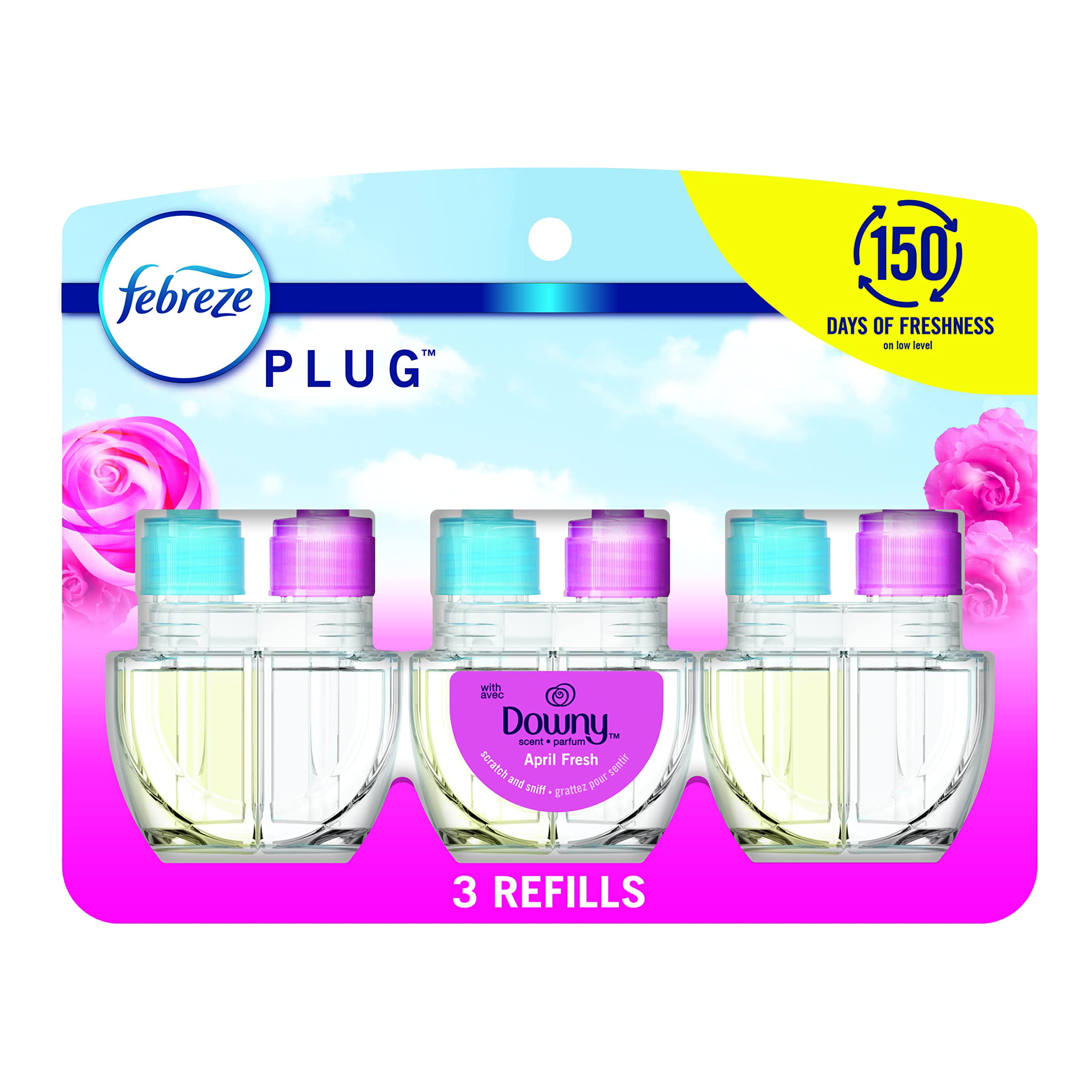 Febreze Odor-Fighting Air Freshener Refill, Downy April Fresh Scent, 3 ...