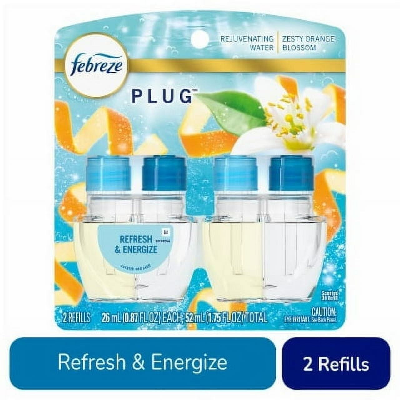 Febreze Odor-Fighting PLUG Air Freshener Oil Refills, Refresh & Energize - Walmart.com