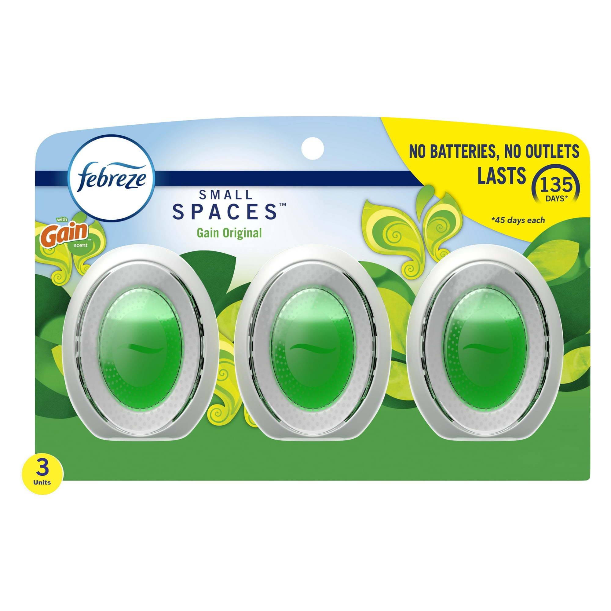 Febreze Odor-Fighting SMALL SPACES Air Freshener, Gain Original, 3 ct ...