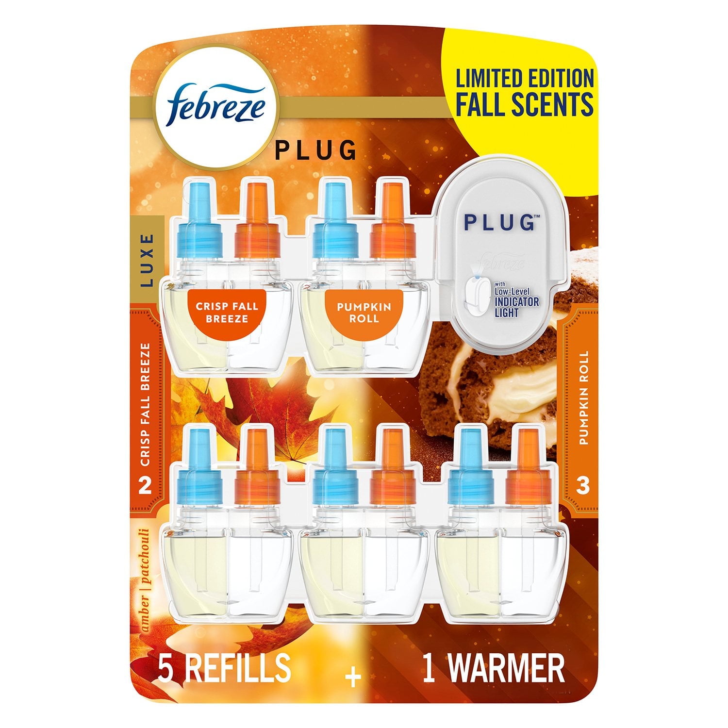 Febreze PLUG Air Freshener, Pumpkin Roll & Crisp Fall Breeze, 1 Warmer ...