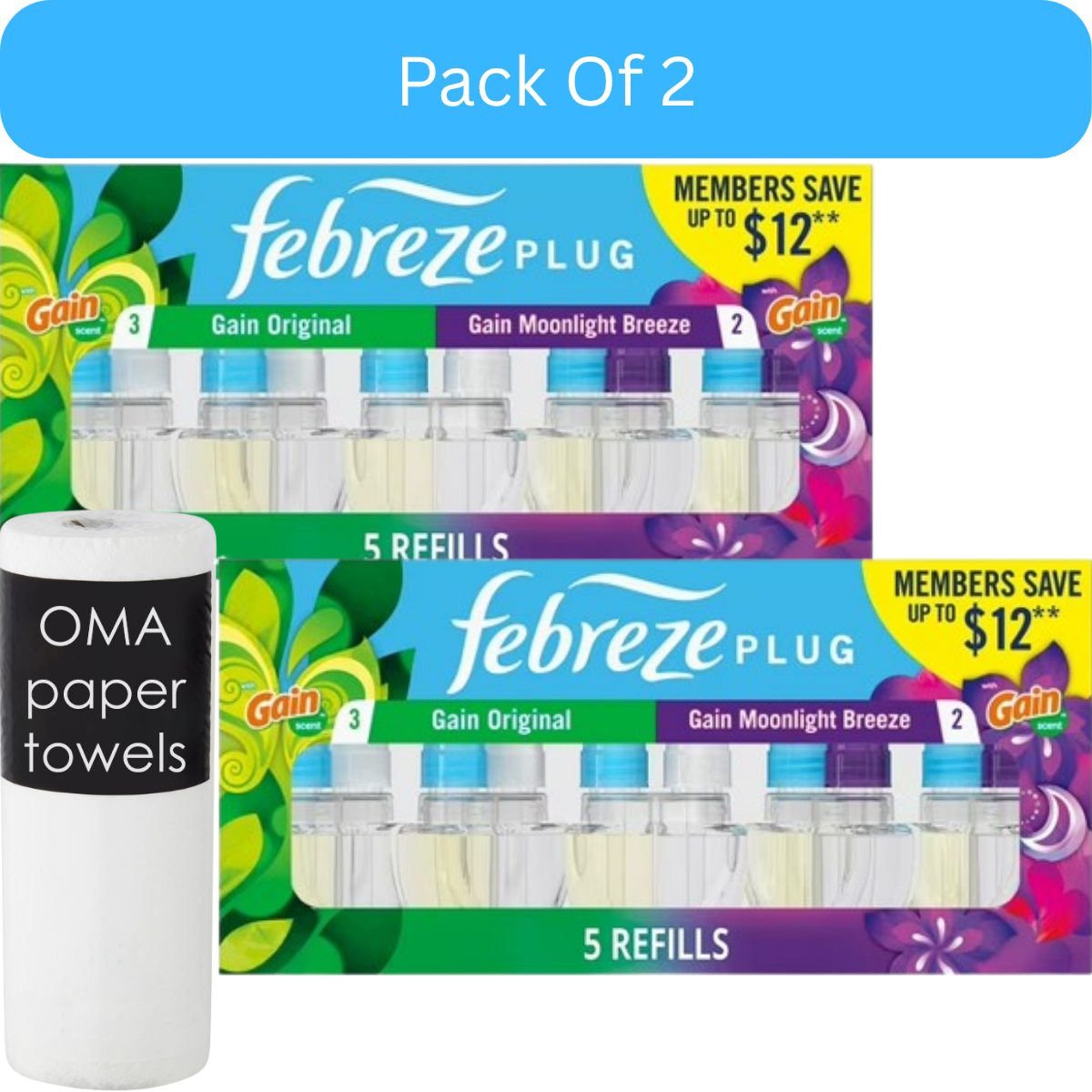 Febreze Plug Air Freshener – Gain Original & Gain Moonlight Breeze (5 ...