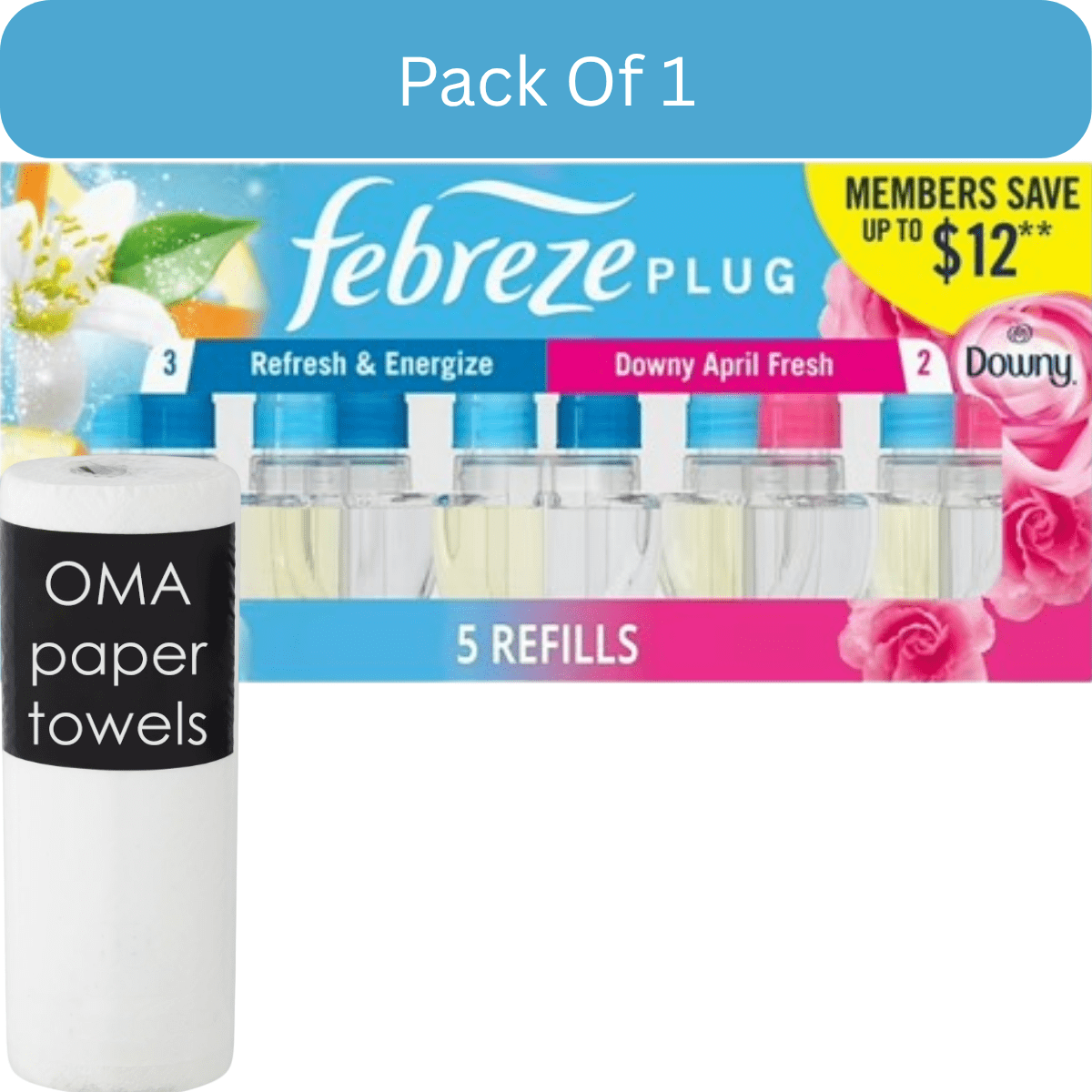 Febreze Plug Air Freshener – Refresh & Energize / Downy April Fresh (5 ...